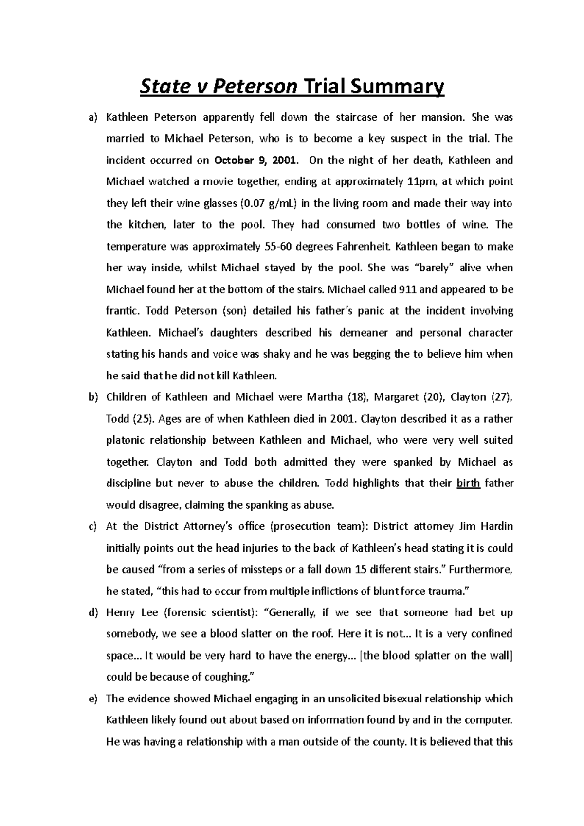 State v Peterson Trial Summary - She was married to Michael Peterson ...