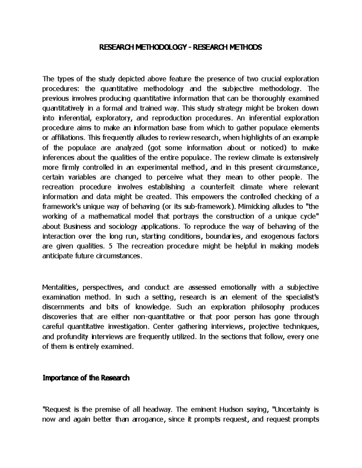 Research Methodology - Research Methods - RESEARCH METHODOLOGY ...