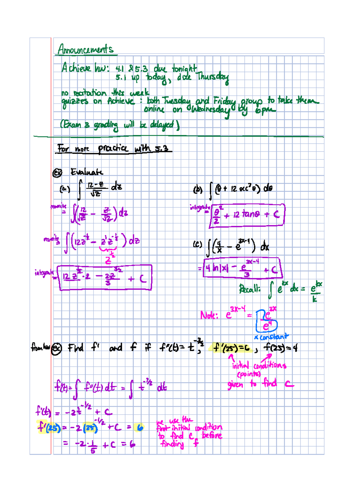 Note Apr 3, 2023 1-1 - Area and distances using Integrals - 5 up today ...