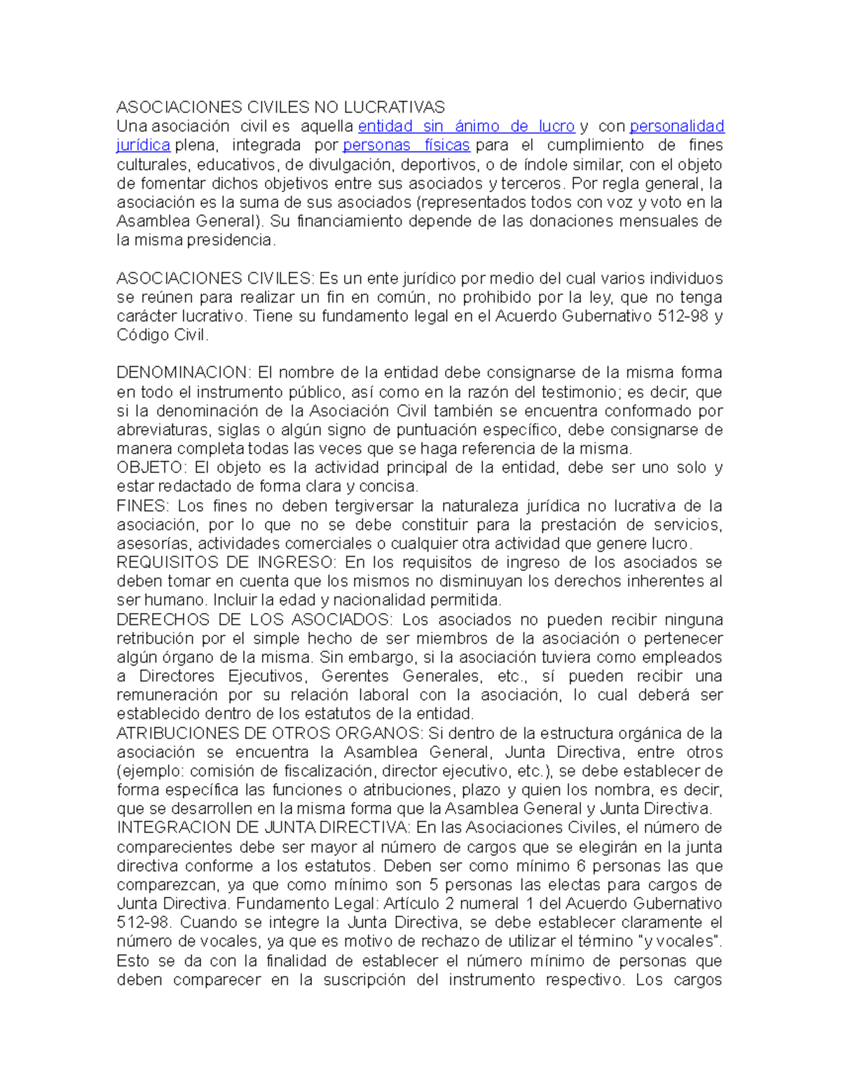 Asociaciones Civiles NO Lucrativas - ASOCIACIONES CIVILES NO LUCRATIVAS ...