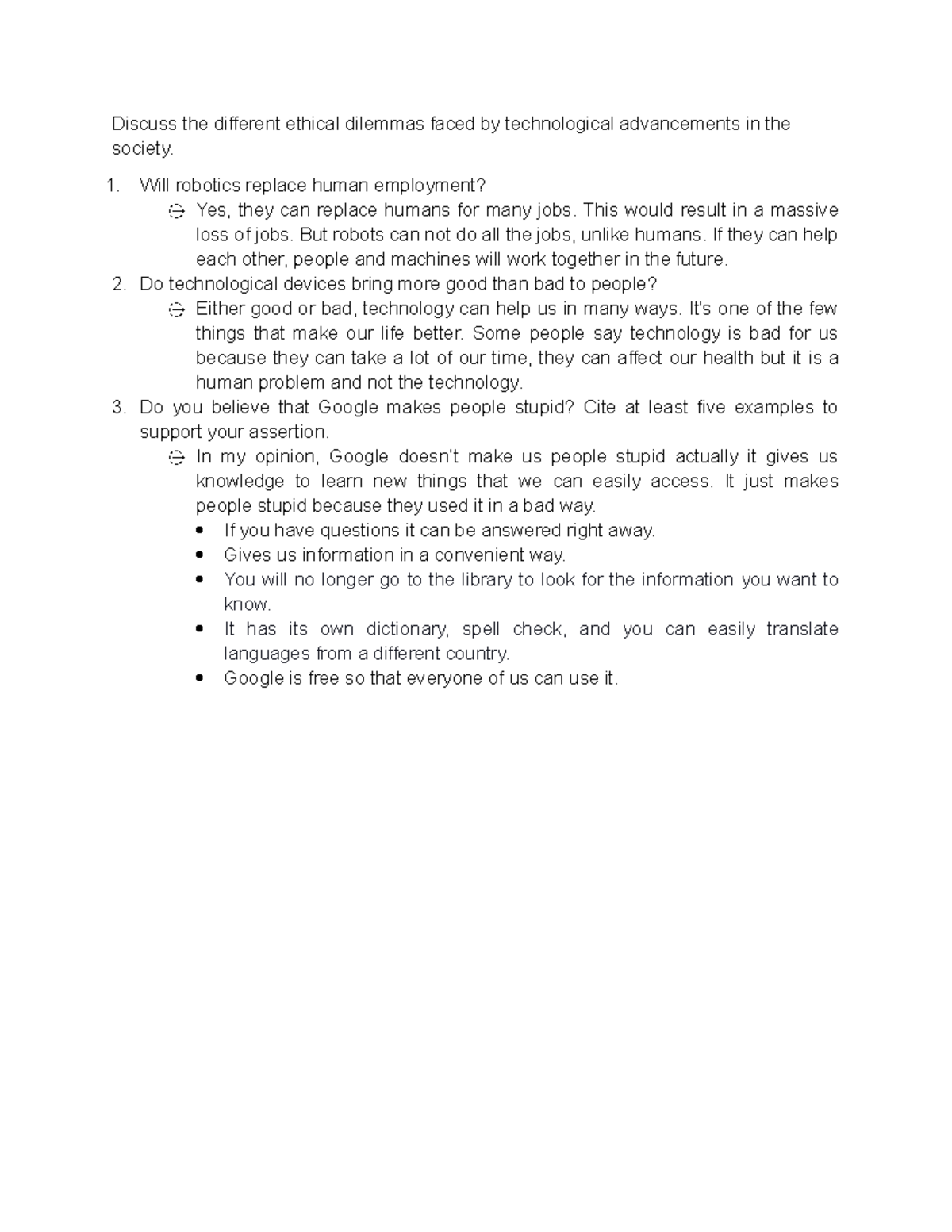 Assignment - When Technology and Humanity Cross - Discuss the different ...