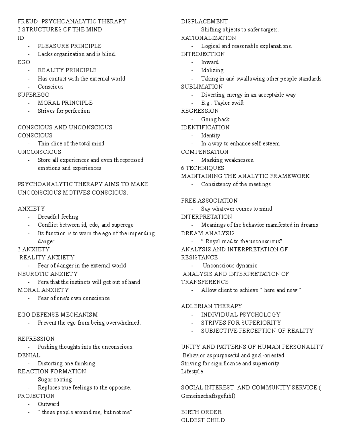 Abpsych- Reviewer - FREUD- PSYCHOANALYTIC THERAPY 3 STRUCTURES OF THE ...
