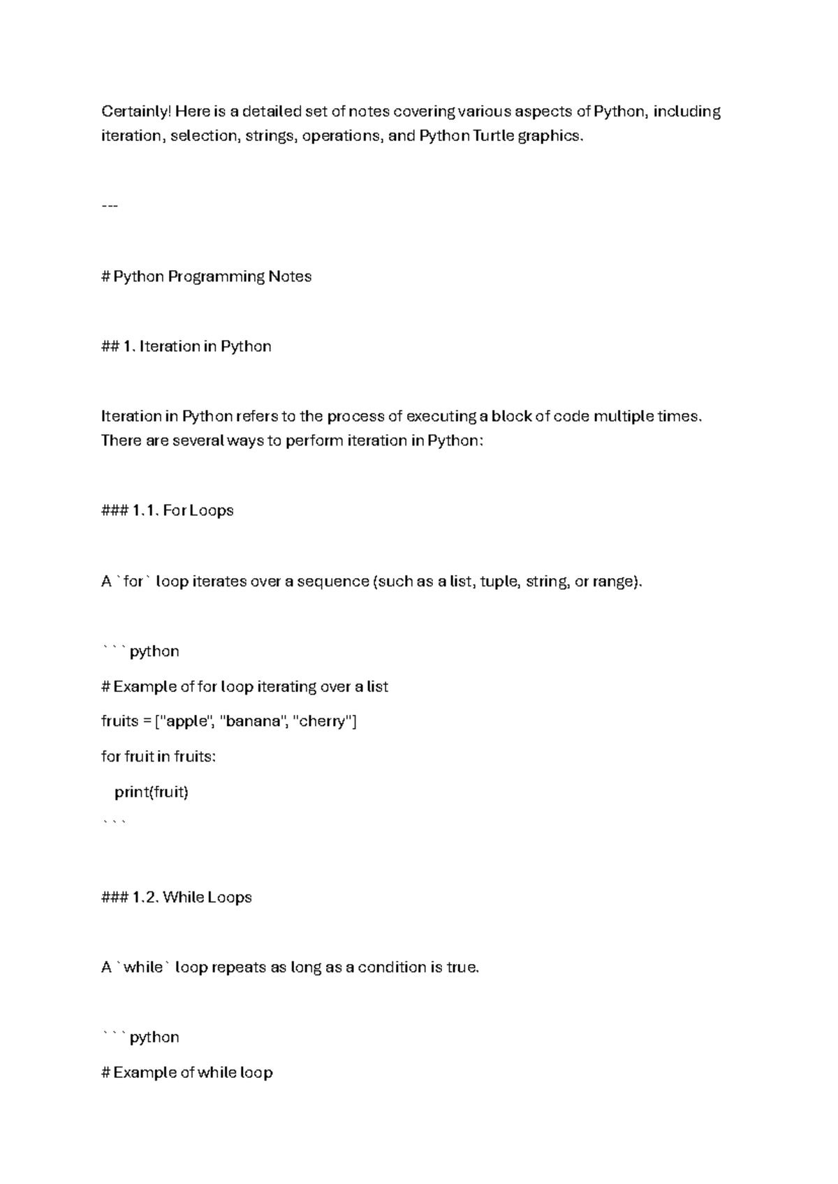 Python study notes - Summary Computer Science - Certainly! Here is a ...