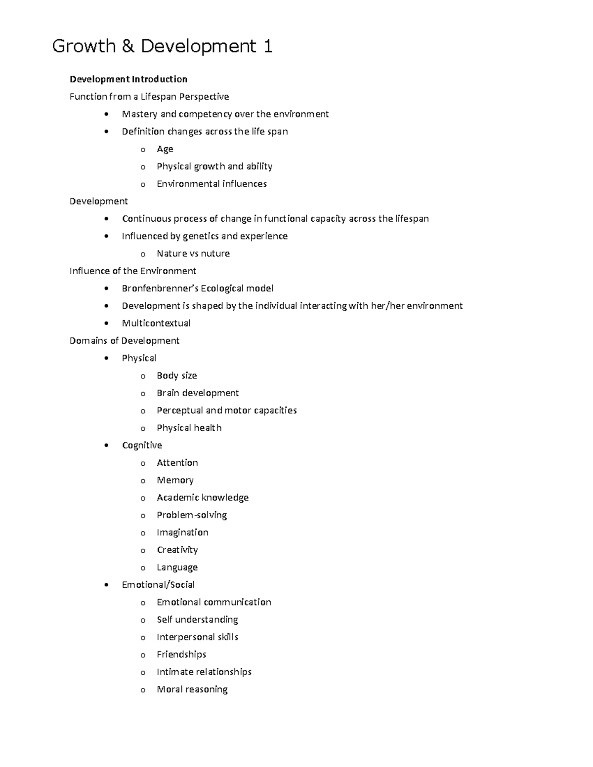 Lecture Notes, Lectures 1-10 - Growth Study Guide - Growth Development ...