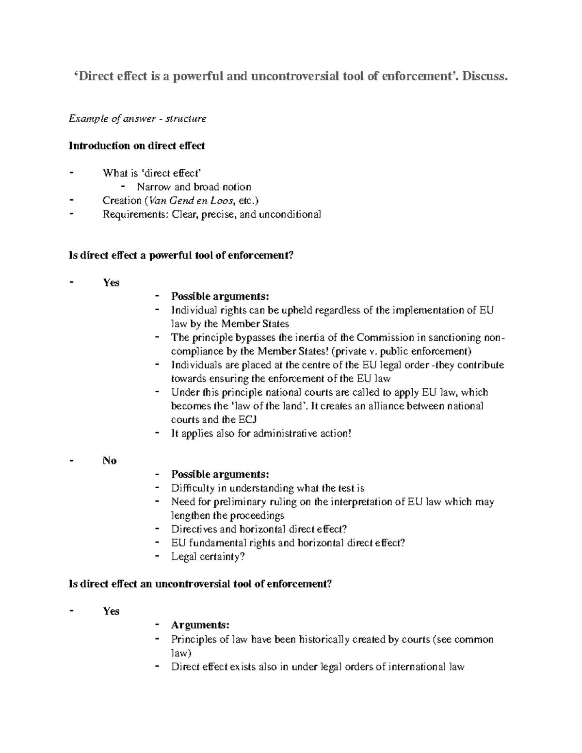 Direct effect is a powerful and uncontroversial tool of enforcement ...