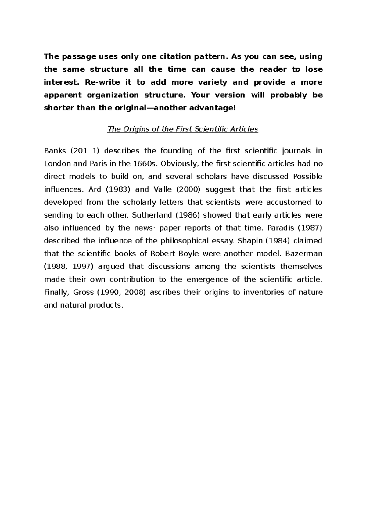 Citation patterns - self-study - The passage uses only one citation ...