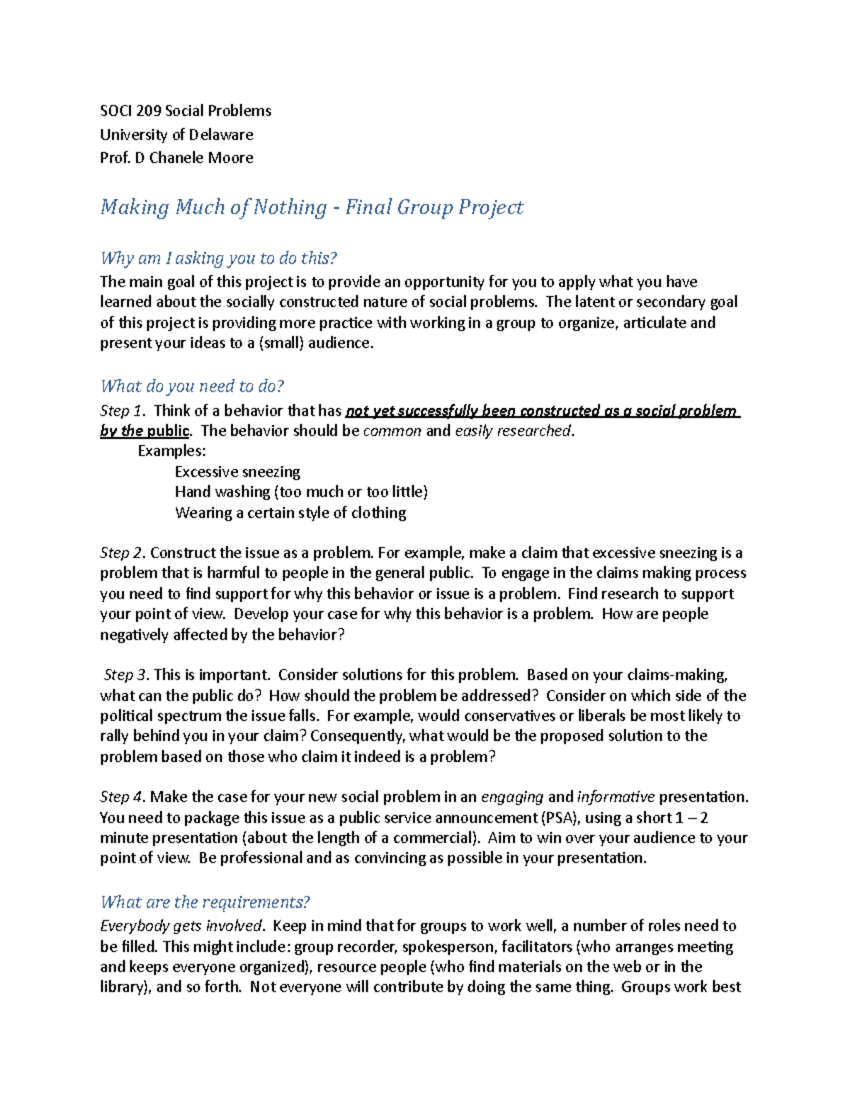 Making Much of Nothing - assignment - SOCI 209 Social Problems ...