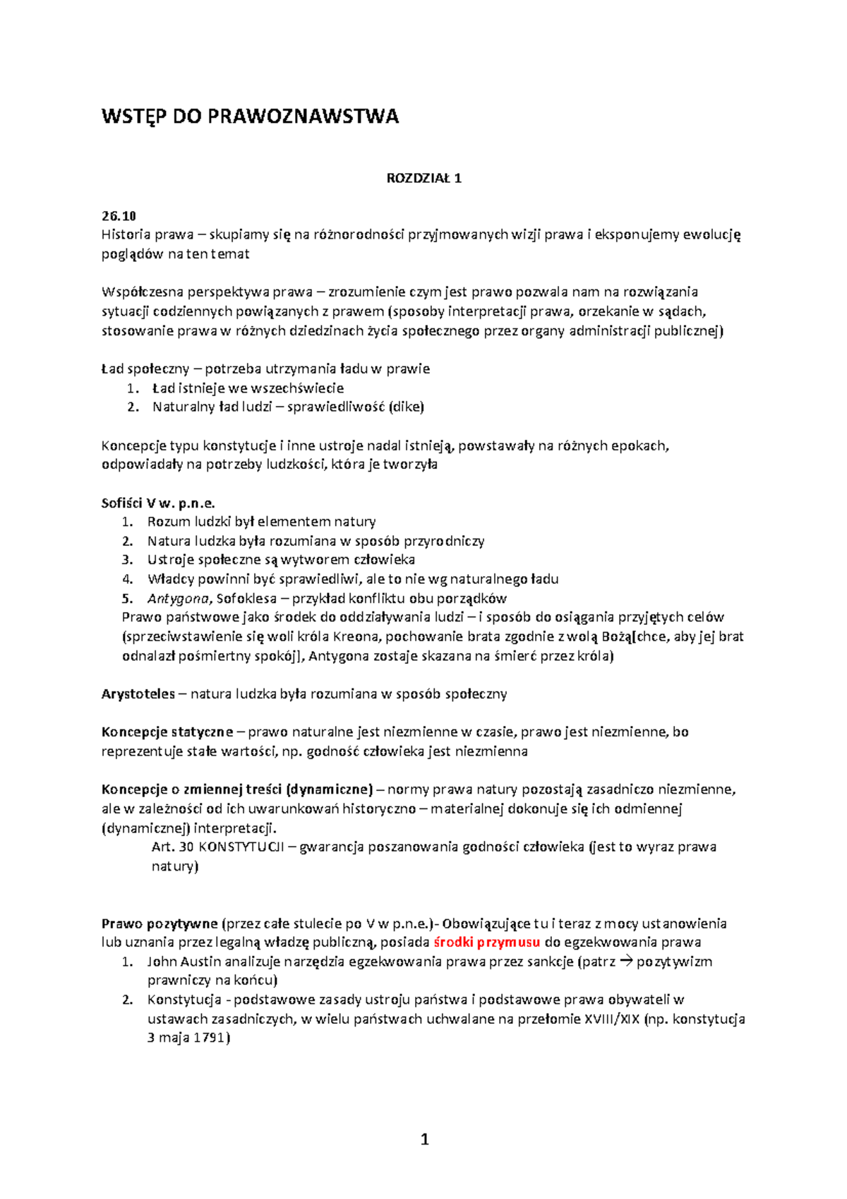 WSTĘP DO Prawoznawstwa 2 - WSTĘP DO PRAWOZNAWSTWA ROZDZIAŁ 1 26. Historia prawa – skupiamy się ...