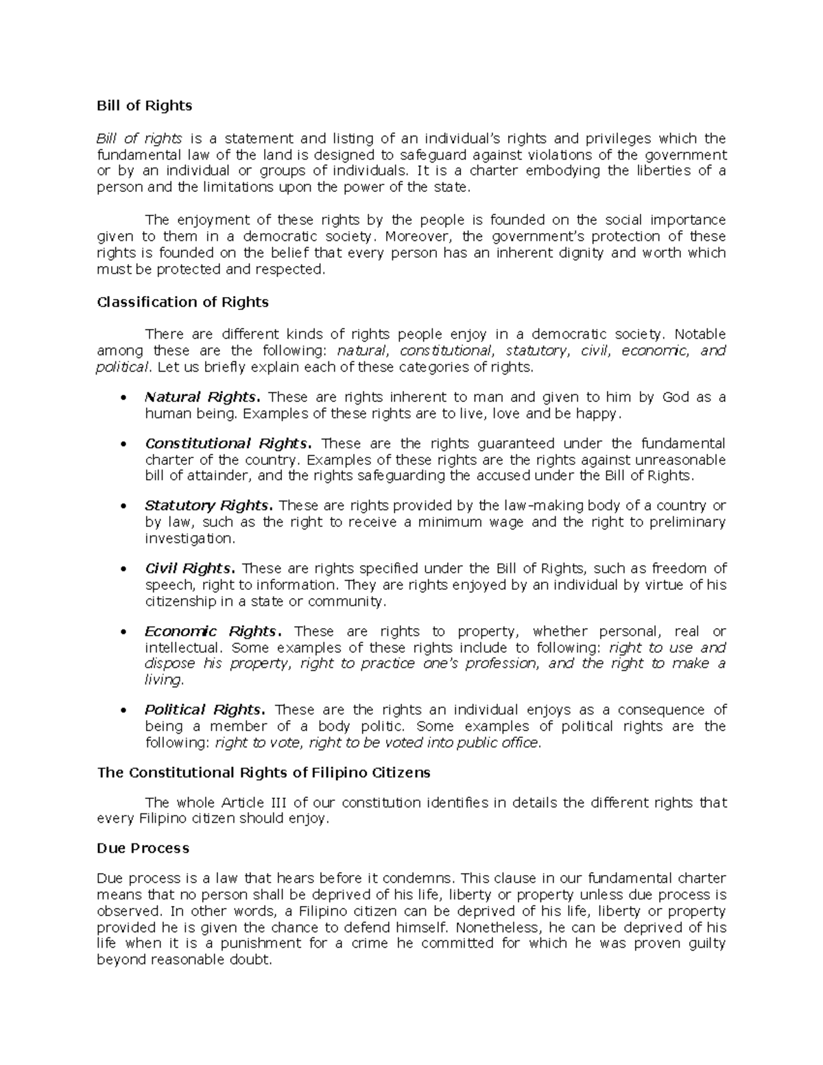 Bill of right - Bill of Rights Bill of rights is a statement and ...