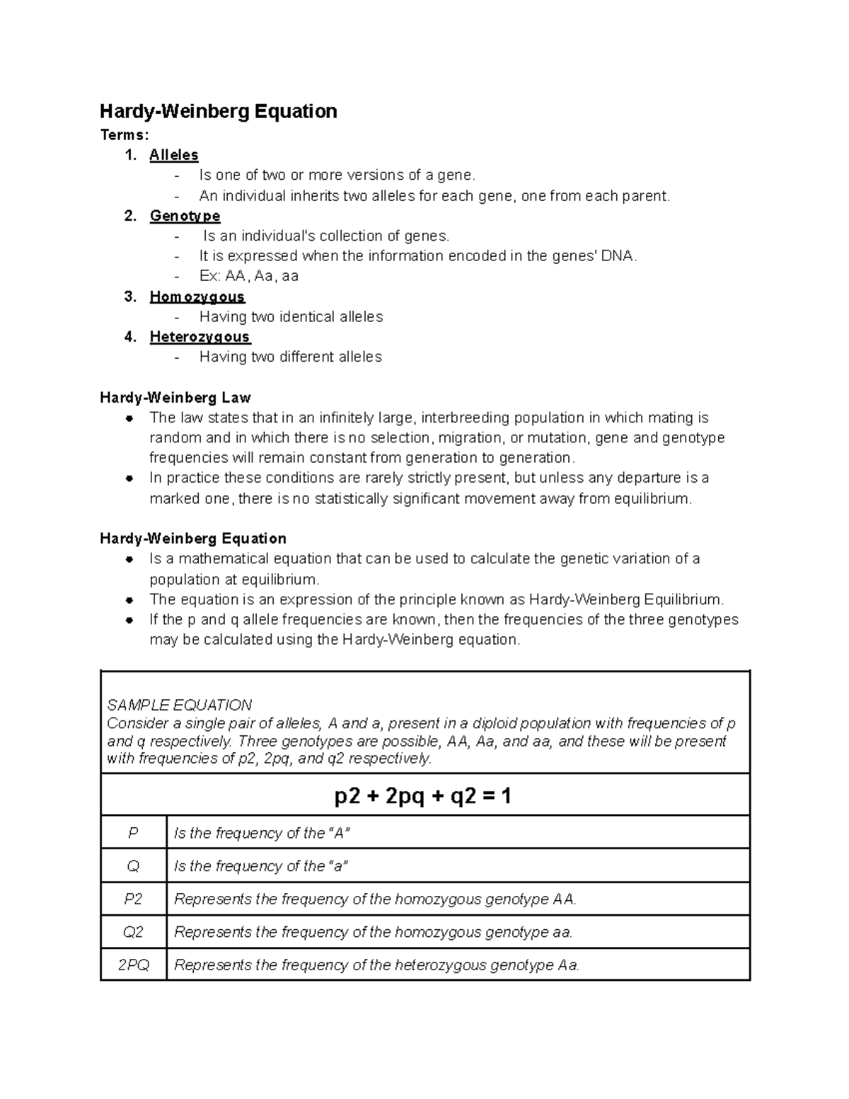 Hardy-Weinberg - Hardy-weinburg biology class - Hardy-Weinberg Equation ...