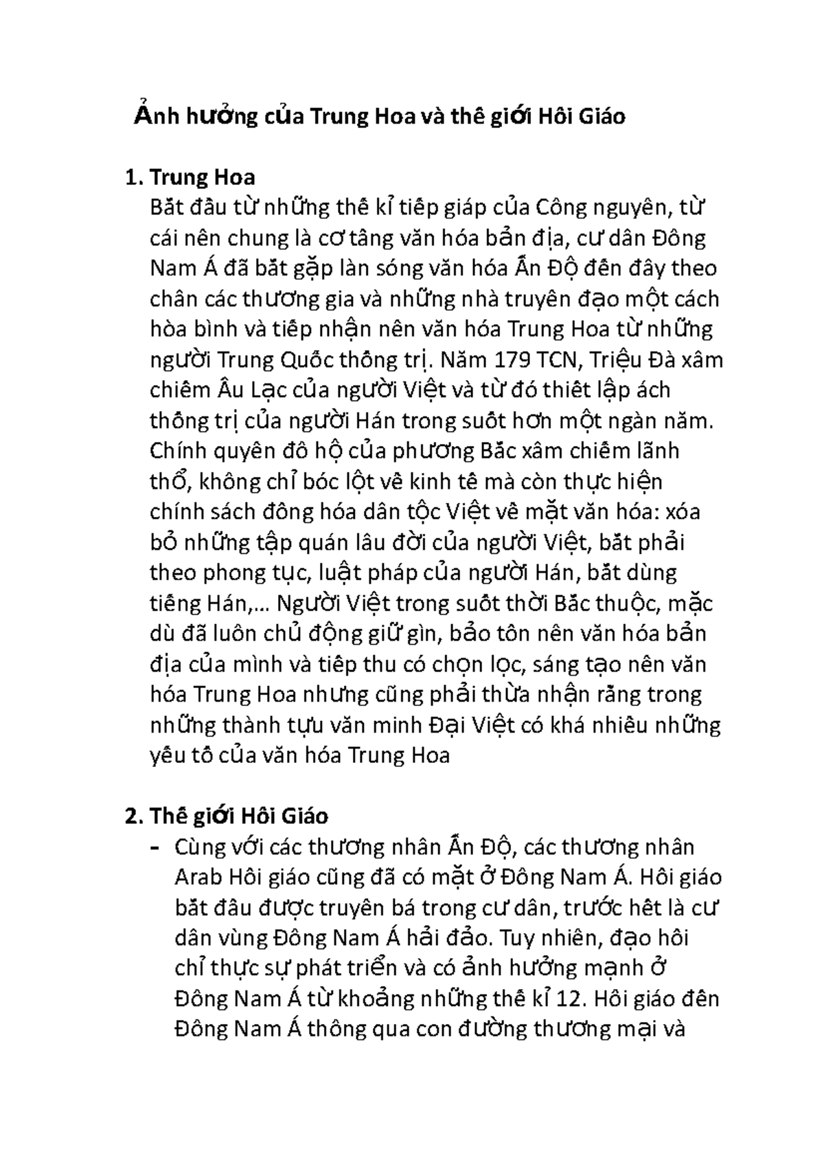 Trung Hoa và thế giới Hồi giáo - Ảnh h ưởng c ủa Trung Hoa và thếế gi ới Hồồi Giáo Trung Hoa ...