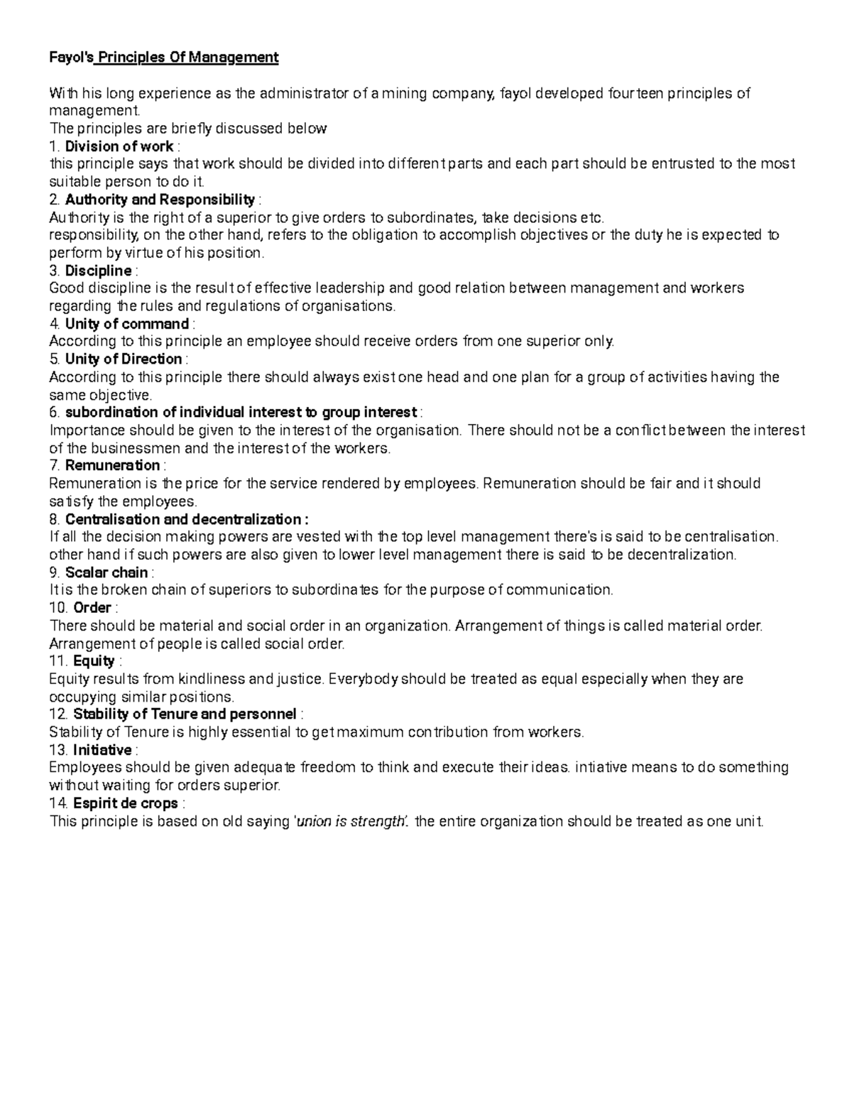 Business management , Fayol's principles of Management - Fayol's ...