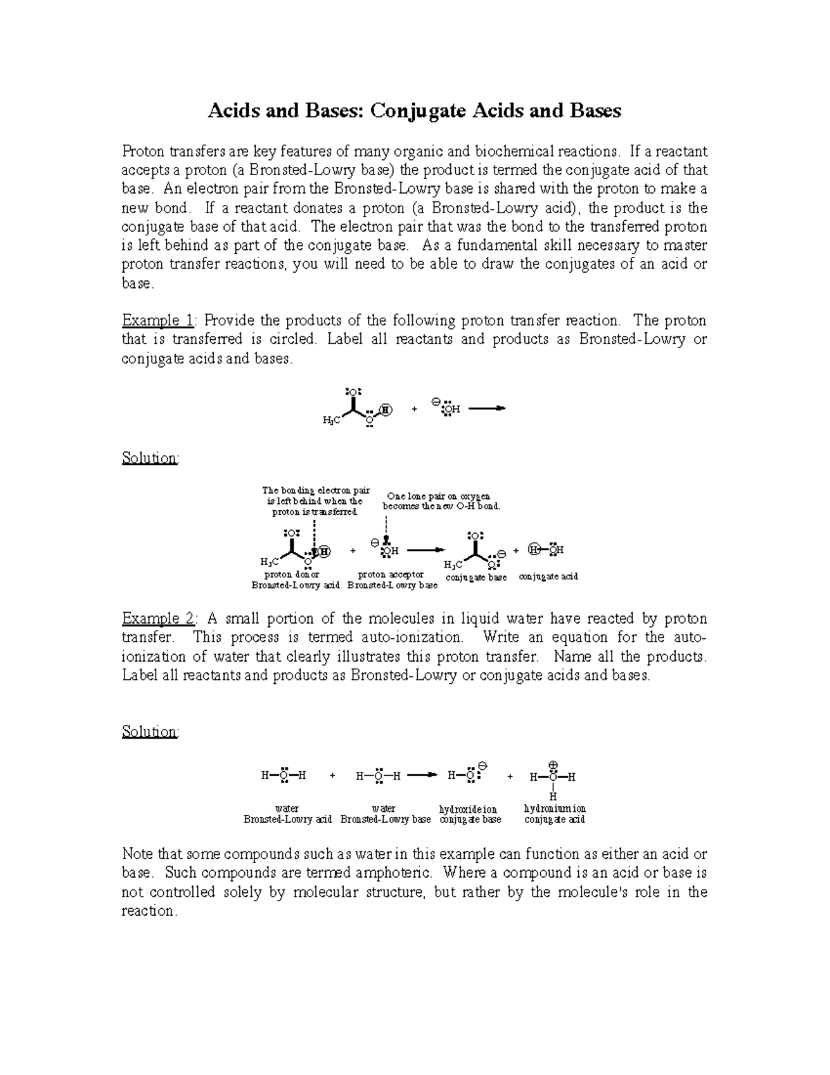 Acids and Bases - Conjugate Acids and Bases - Acids and Bases ...