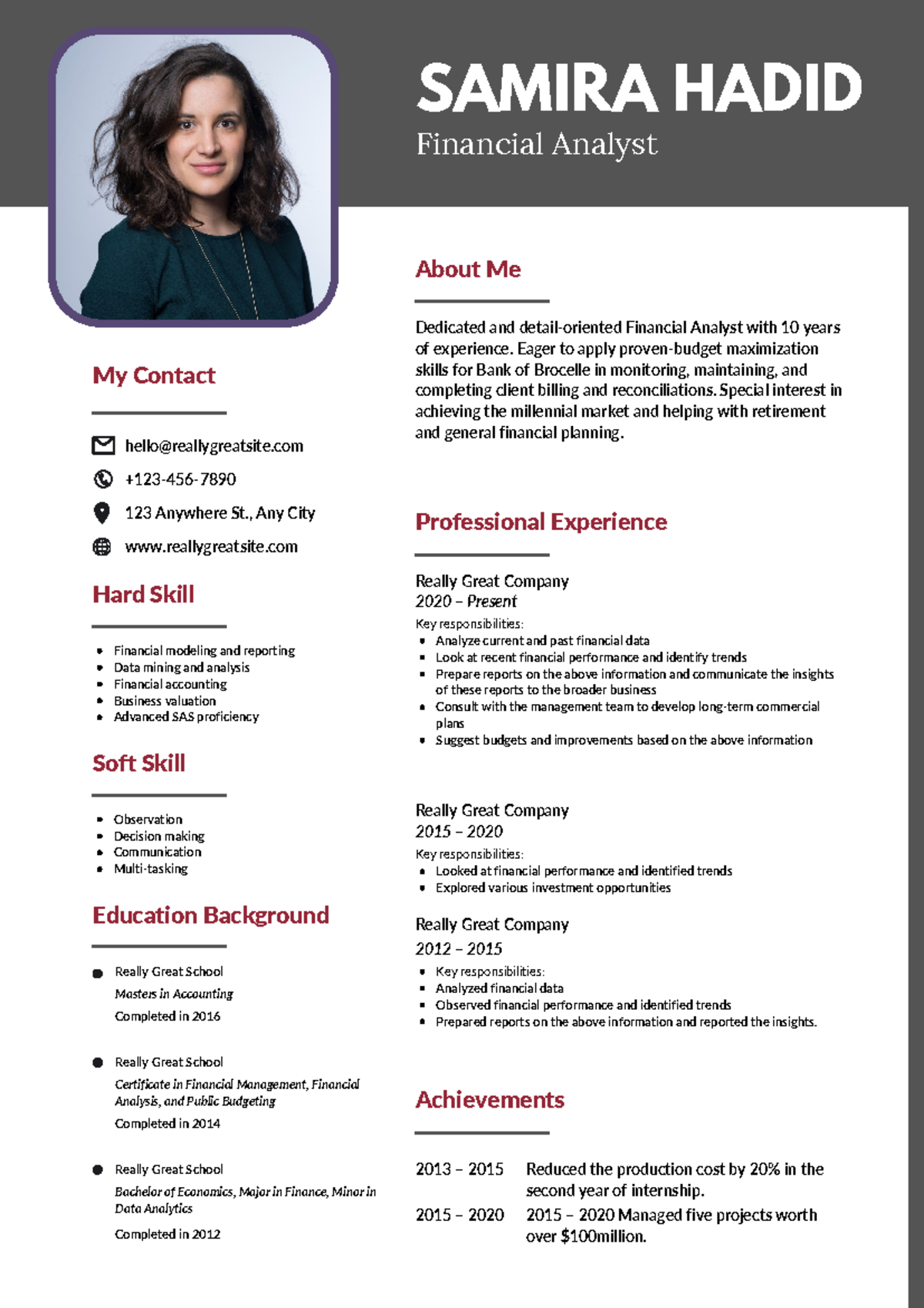 Untitled design - SAMIRA HADID Financial Analyst About Me Professional ...