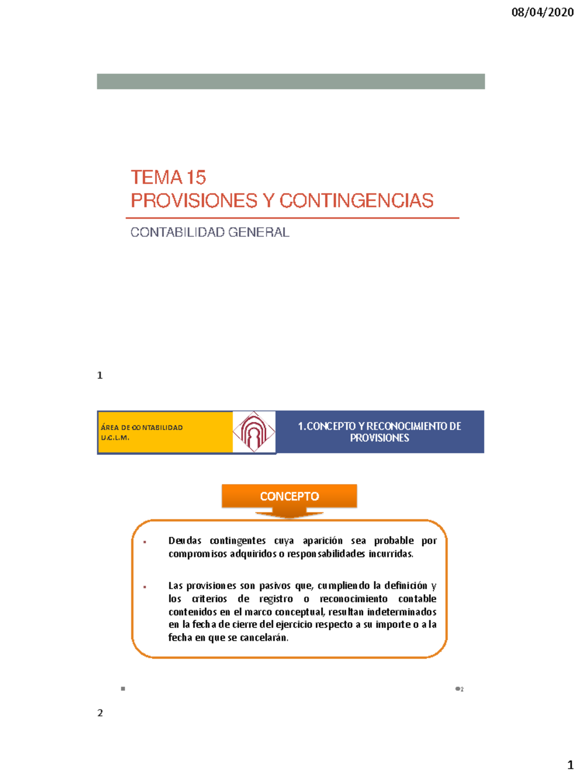 15 Provisiones Y Contingencias 310320 - TEMA 15 PROVISIONES Y ...