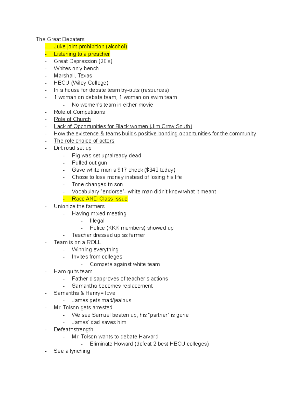 The Great Debaters Notes - The Great Debaters - Juke joint-prohibition ...