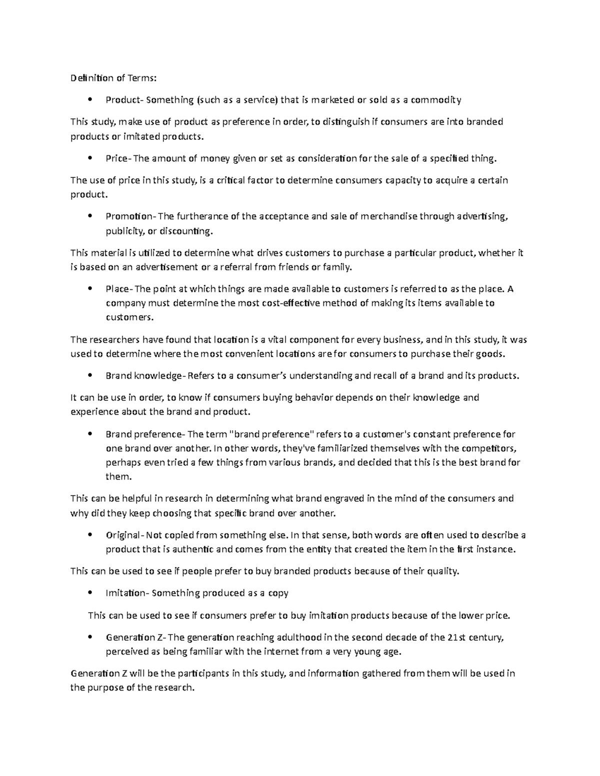 Definition-of-Terms - Terms - Definition of Terms: Product- Something ...