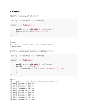 C# Labsheet 2 021395 - Idk - Name: Sagar Prasad Chaulagain CRN: 021- WAP in C# to Illustrate the ...