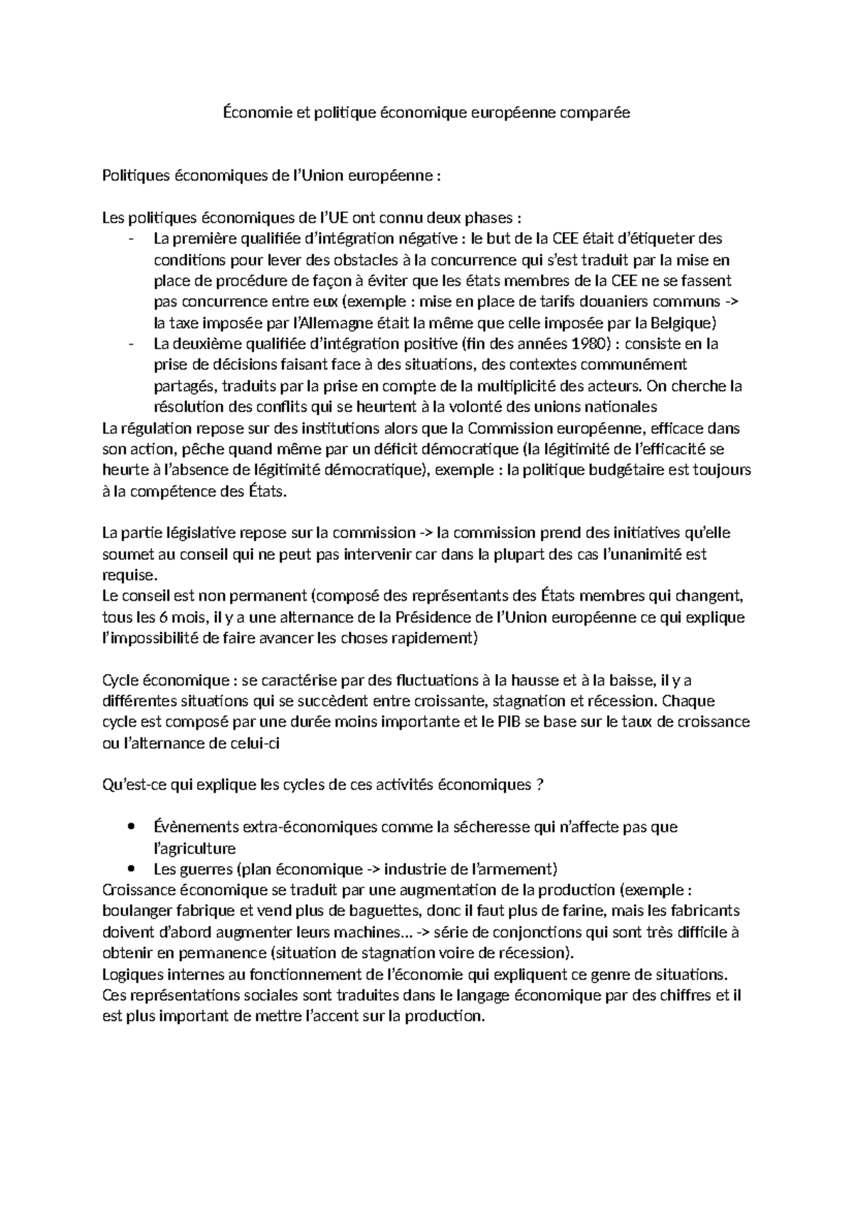 Économie et politique économique européenne comparée - Économie et ...