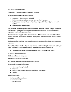 ECON 4100 Lecture Notes - ECON 4100 Lecture Notes Definition and ...