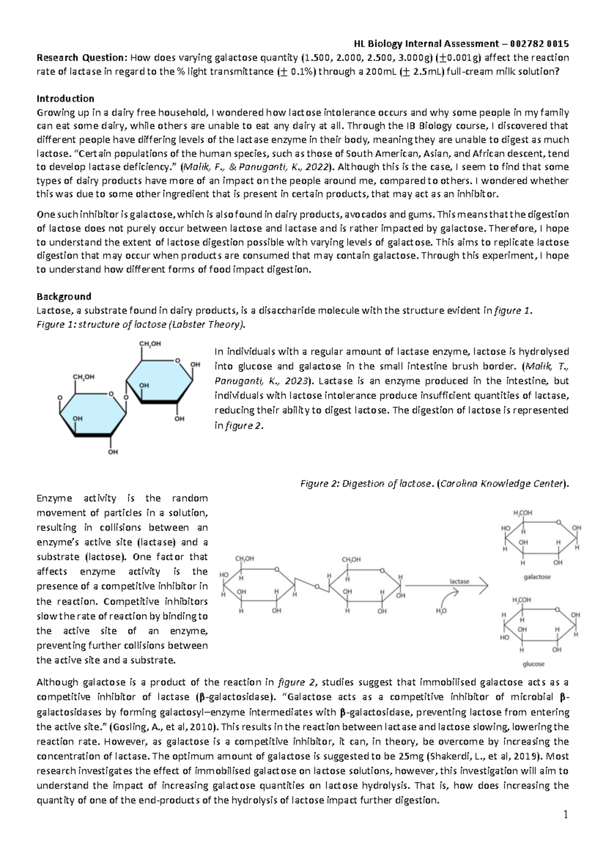 Bio IA - HL Biology Internal Assessment - HL Biology Internal ...