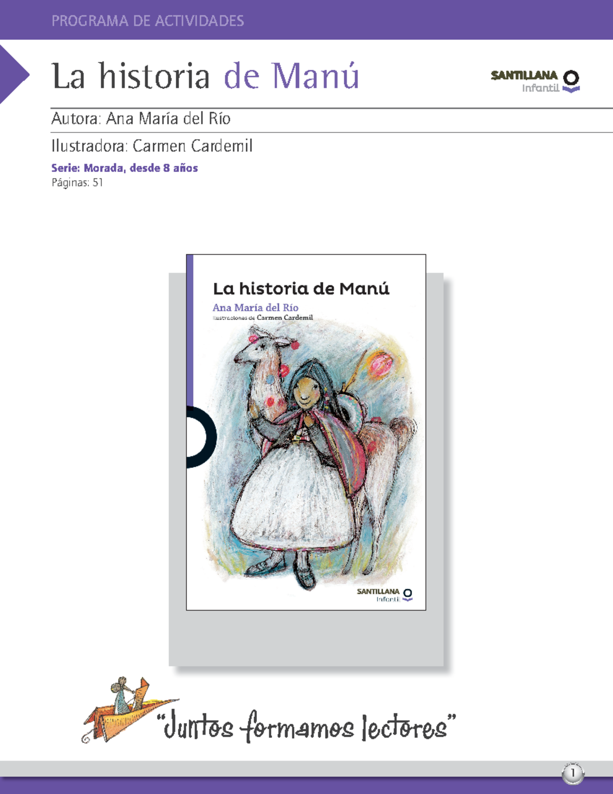 Ficha La Historia de Manu - La historia de Manú Autora: Ana María del ...