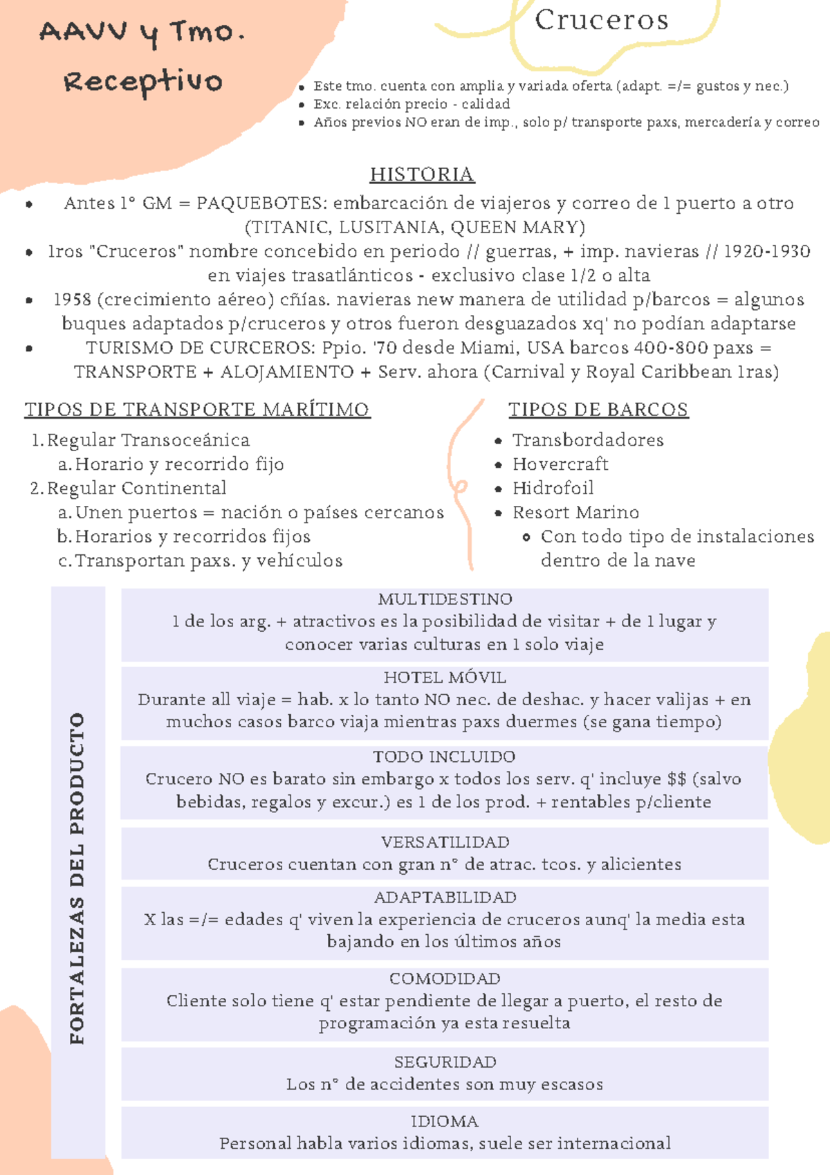 Resumen AAVV & Tmo. Receptivo - TIPOS DE TRANSPORTE MARÍTIMO AAVV y Tmo ...