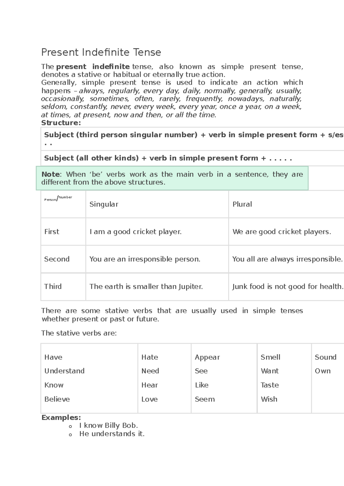 Present Indefinite Tense explained - Present Indefinite Tense The ...