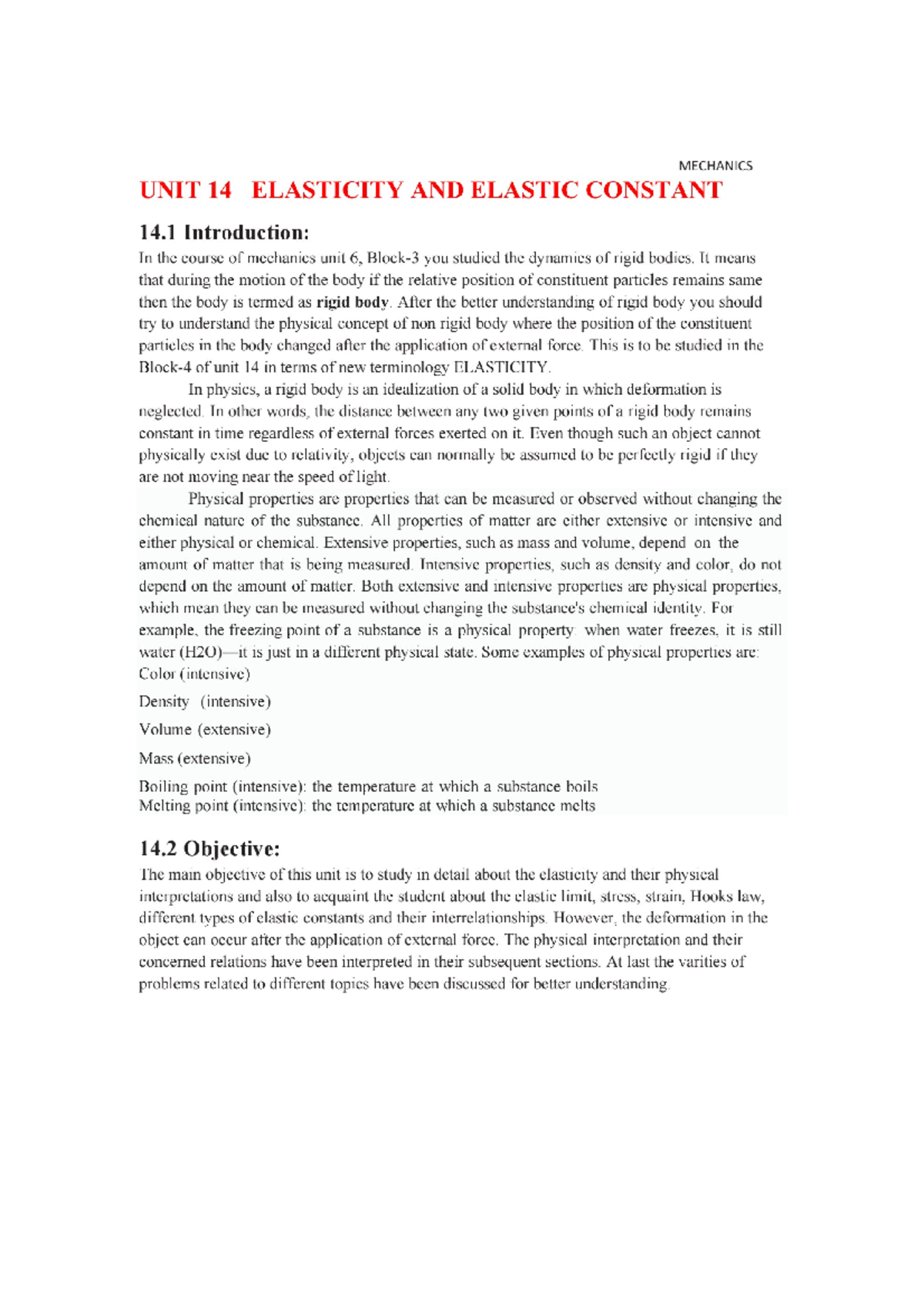 BSC Physics Mechanics 1st Year UNIT 14 - Studocu