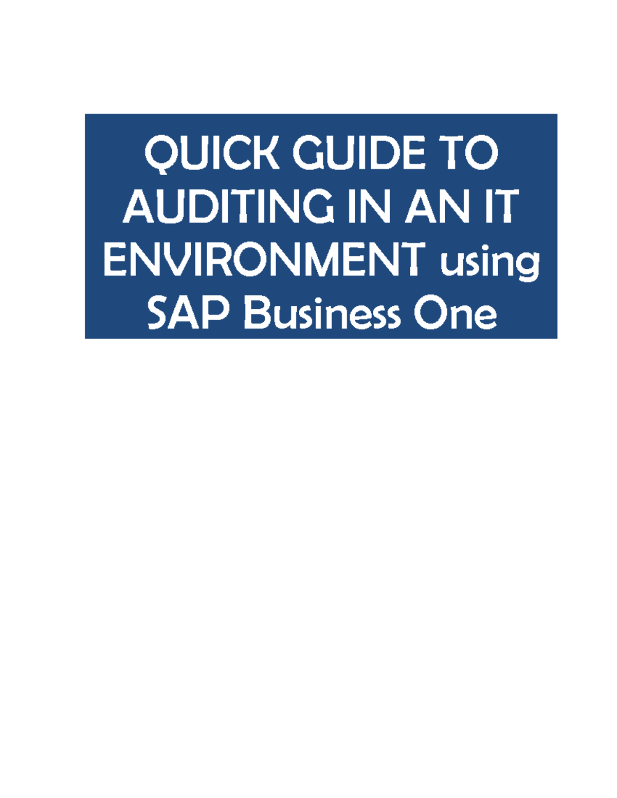 Scribd - PRACTICE MATERIAL FOR SAP - QUICK GUIDE TO AUDITING IN AN IT ENVIRONMENT using SAP ...