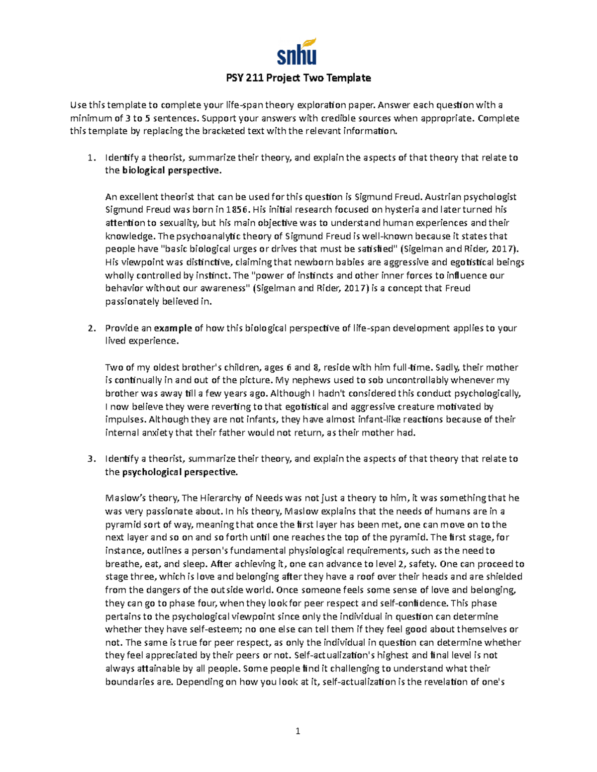 PSY 211 Project Two Template - PSY 211 Project Two Template Use this template to complete your ...