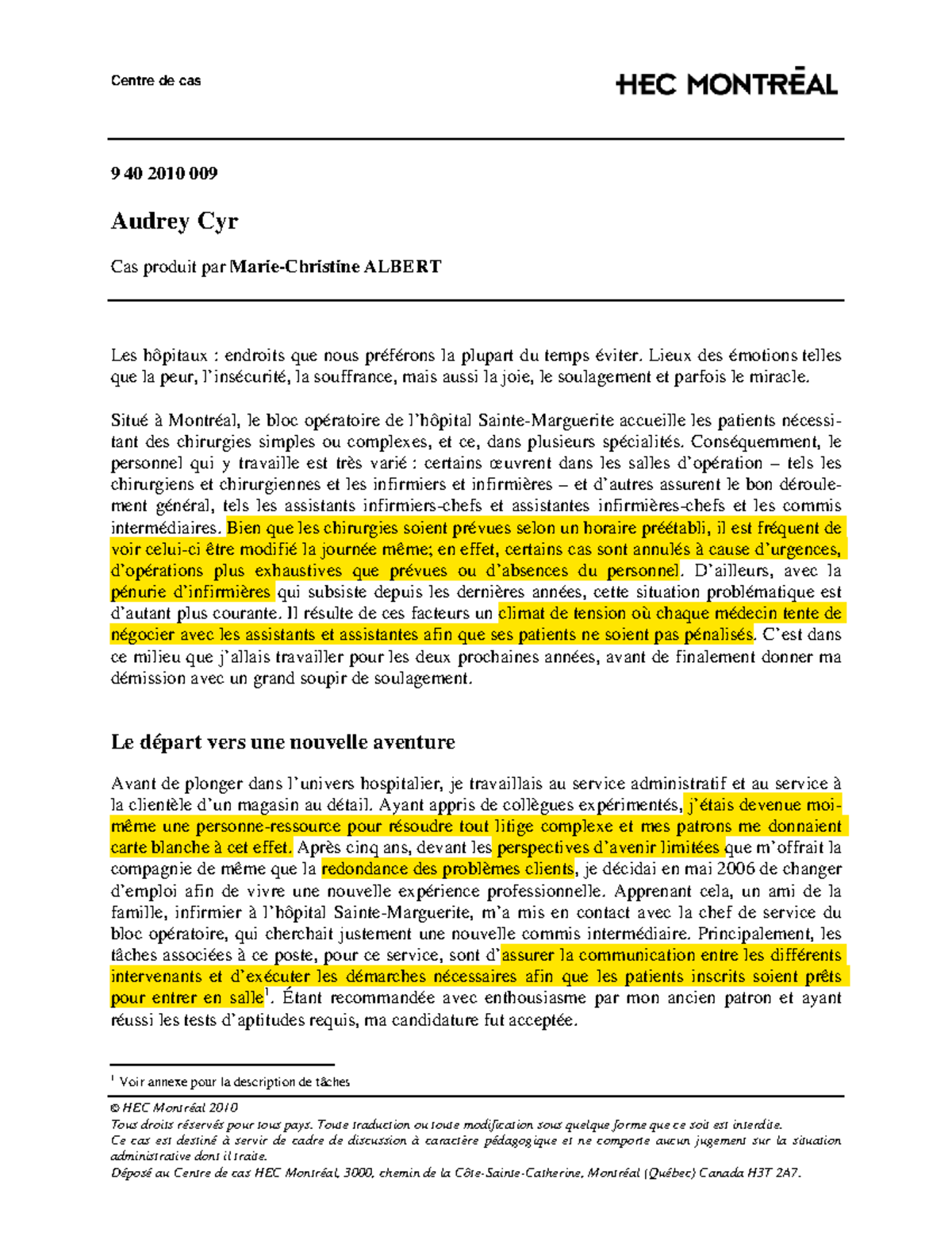 Audrey Cyr-Version Française - © HEC Montréal 2010 Tous droits réservés ...