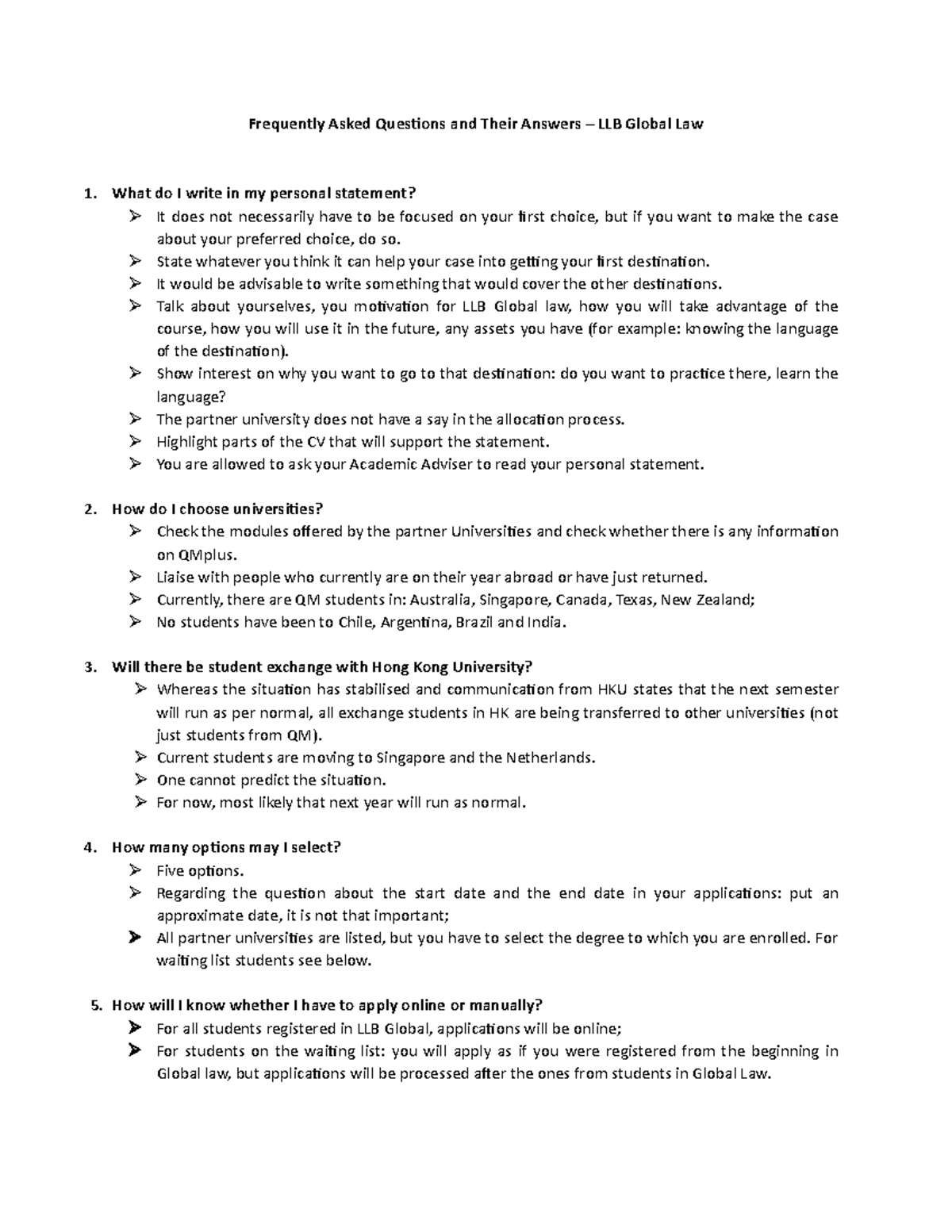 LLB Global Law - FAQs - LAW6003 - QMUL - Studocu