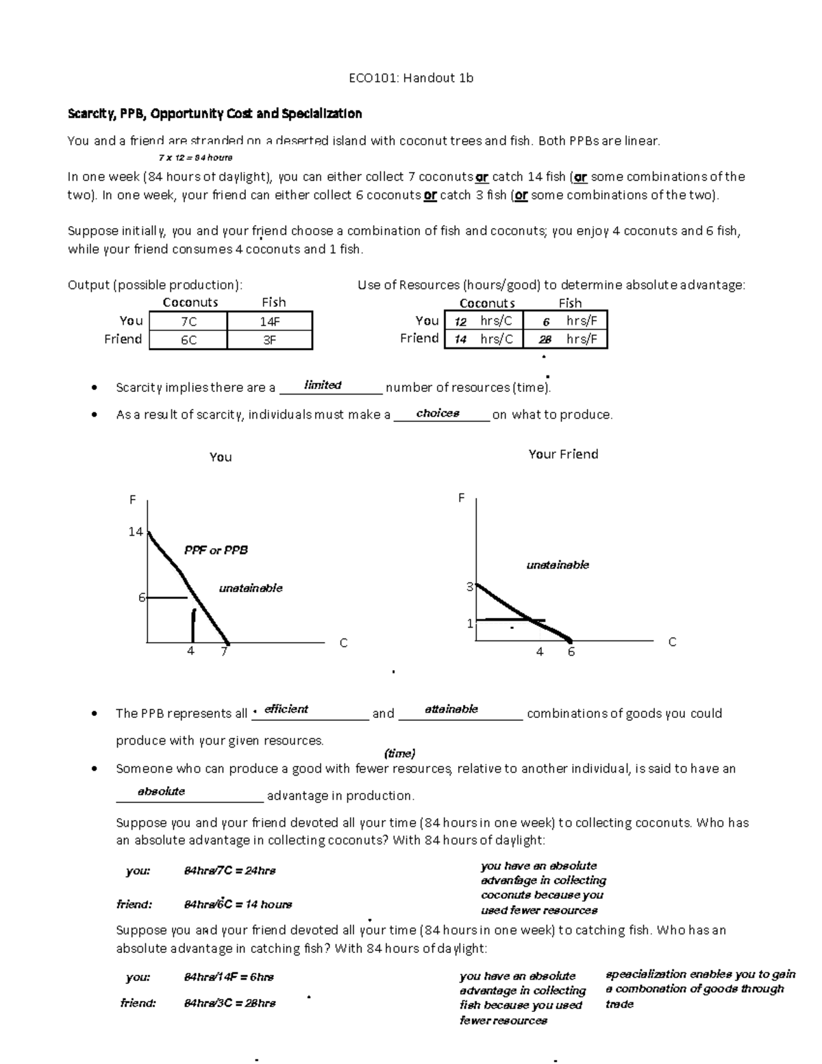 ECO101H5 Handout 1b - economics stuff - ECO10 1 : Handout 1b Scarcity ...