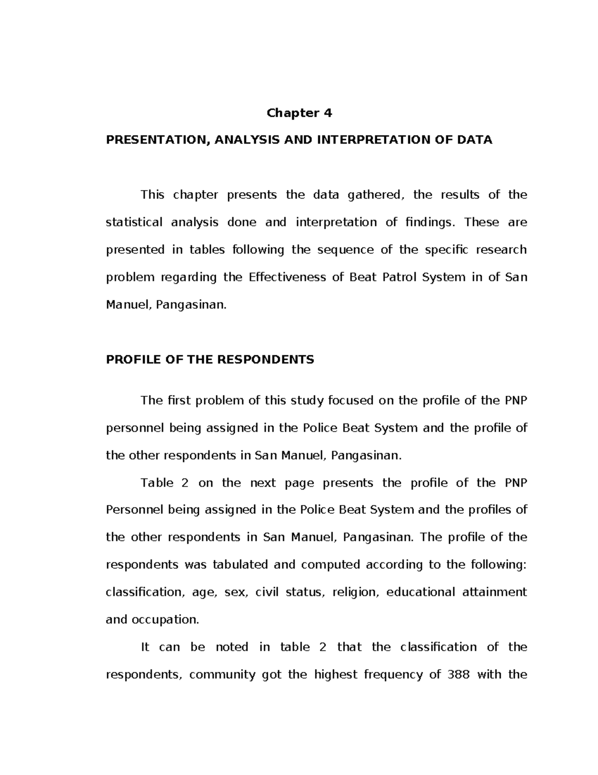 Chapter 4 Presentation Analysis AND INTE - Chapter 4 PRESENTATION ...
