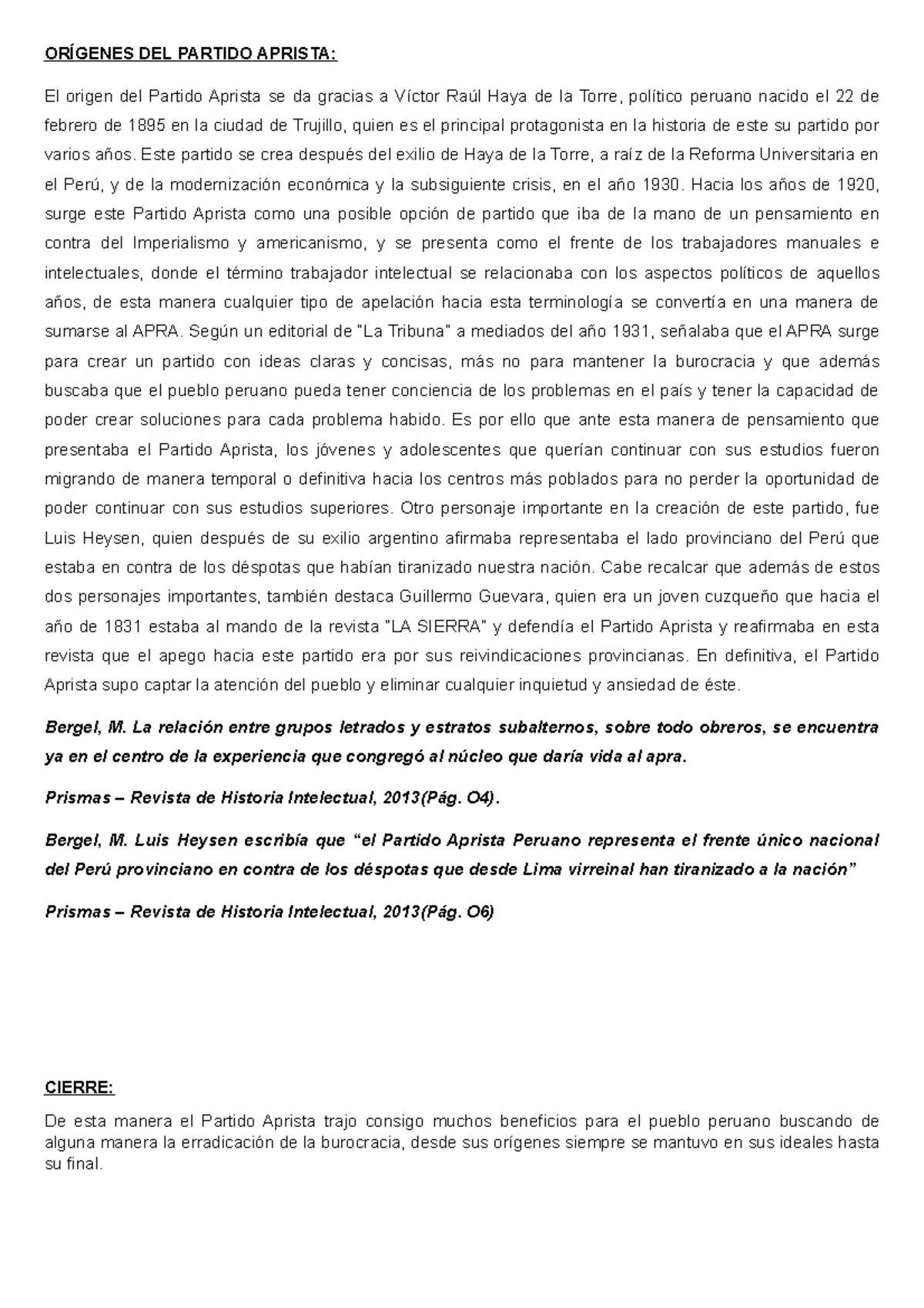 Orígenes del Partido Aprista - ORÍGENES DEL PARTIDO APRISTA: El origen ...