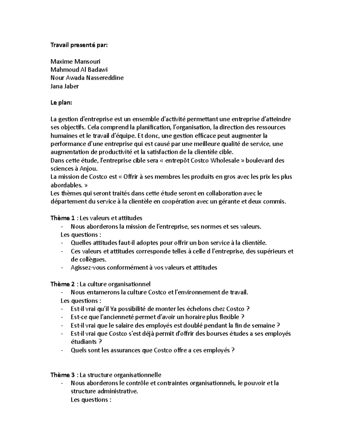 ORH1163 Plan de cours - Travail presenté par: Maxime Mansouri Mahmoud ...