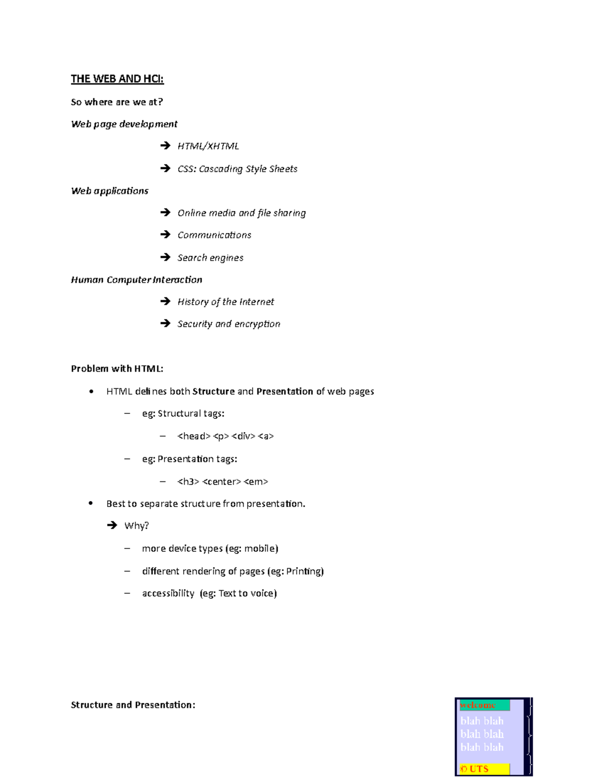 Week 6 - The Web and HCI II - THE WEB AND HCI: So where are we at? Web ...