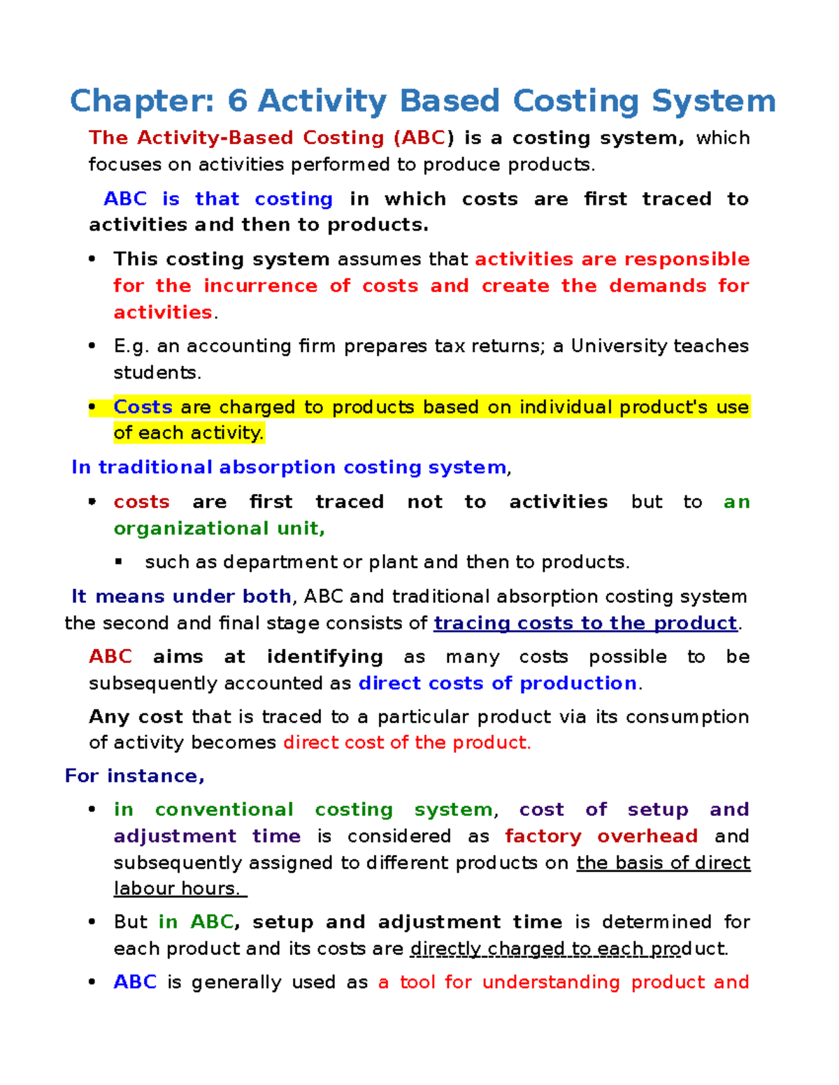 Chapter- 6 ABC costing - Cost - Chapter: 6 Activity Based Costing ...