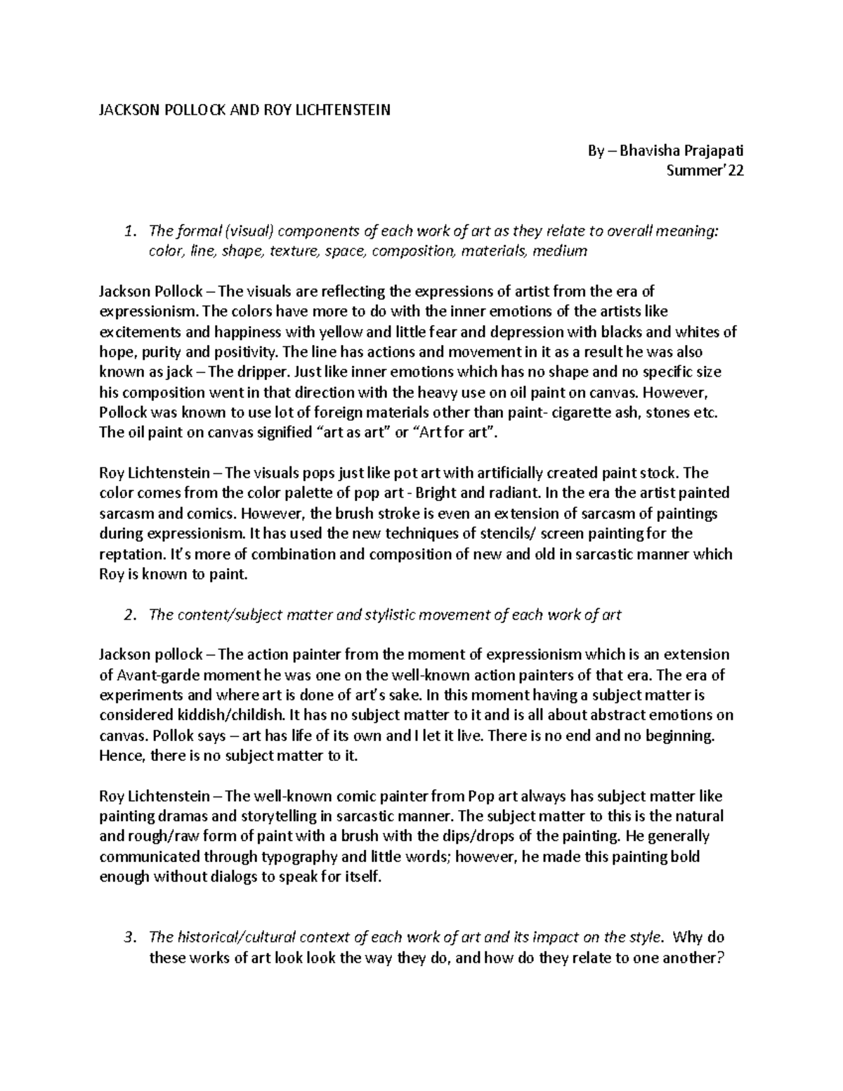 Artwork Compression 1 - The essay is about - The formal (visual ...