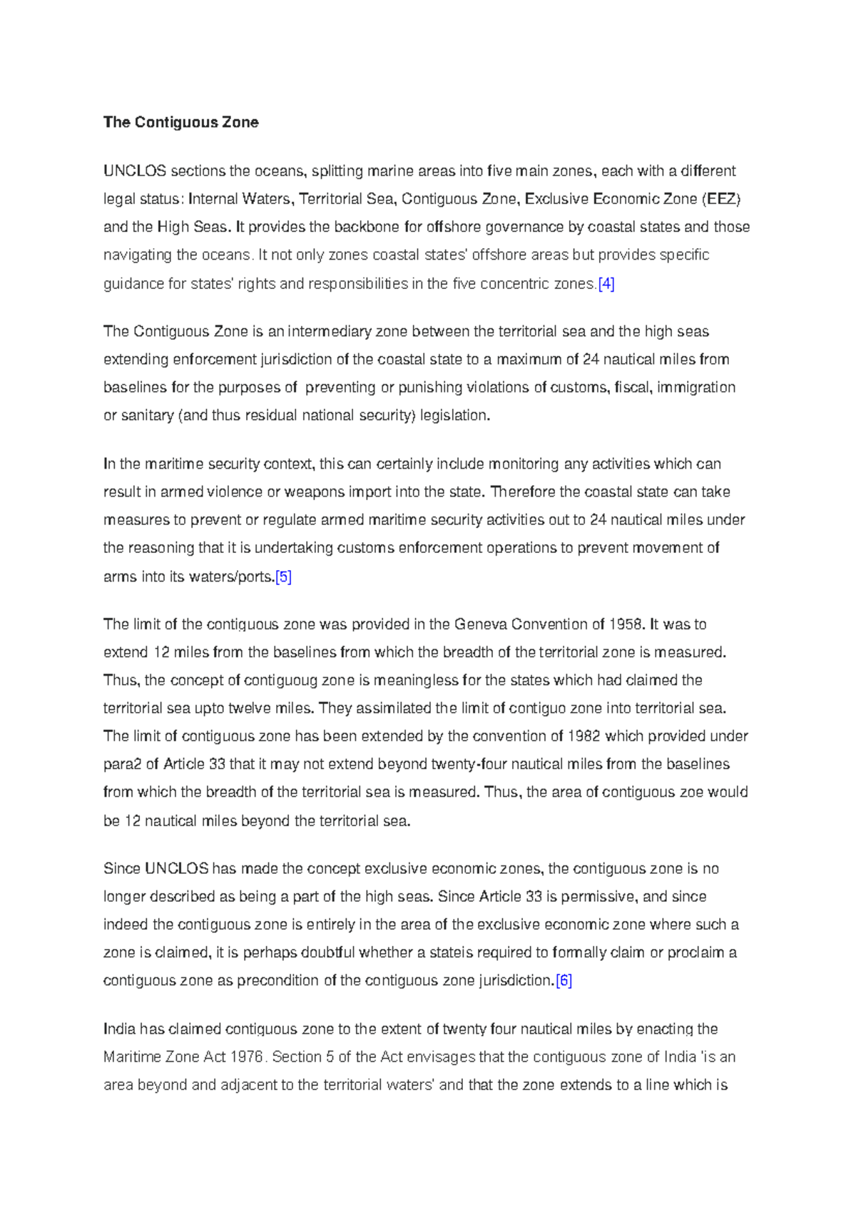 The Contiguous Zone - international law - The Contiguous Zone UNCLOS ...