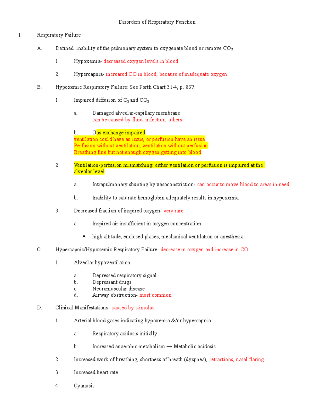Respiratory Disorders - Disorders of Respiratory Function I ...