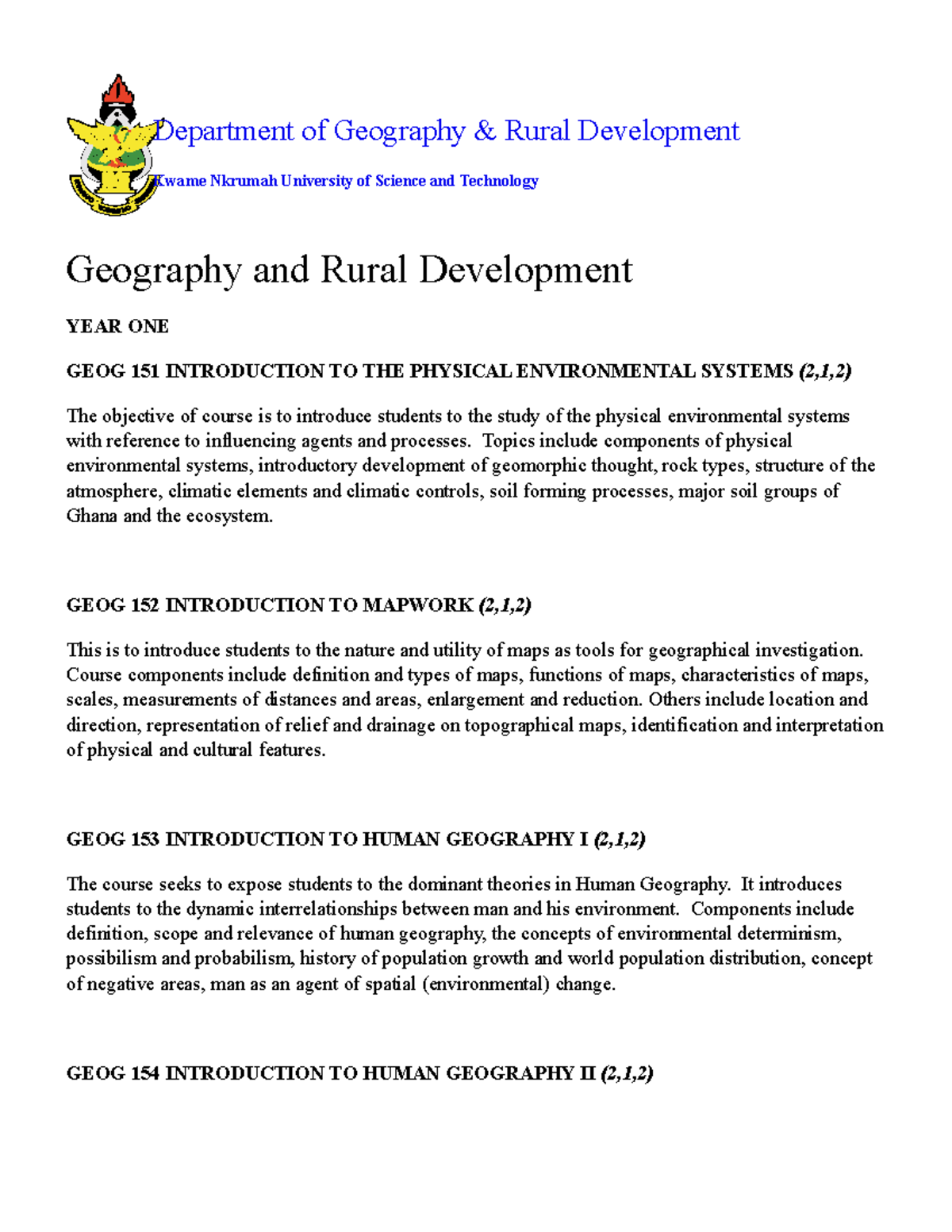 Geography and Rural Development - Department of Geography & Rural ...