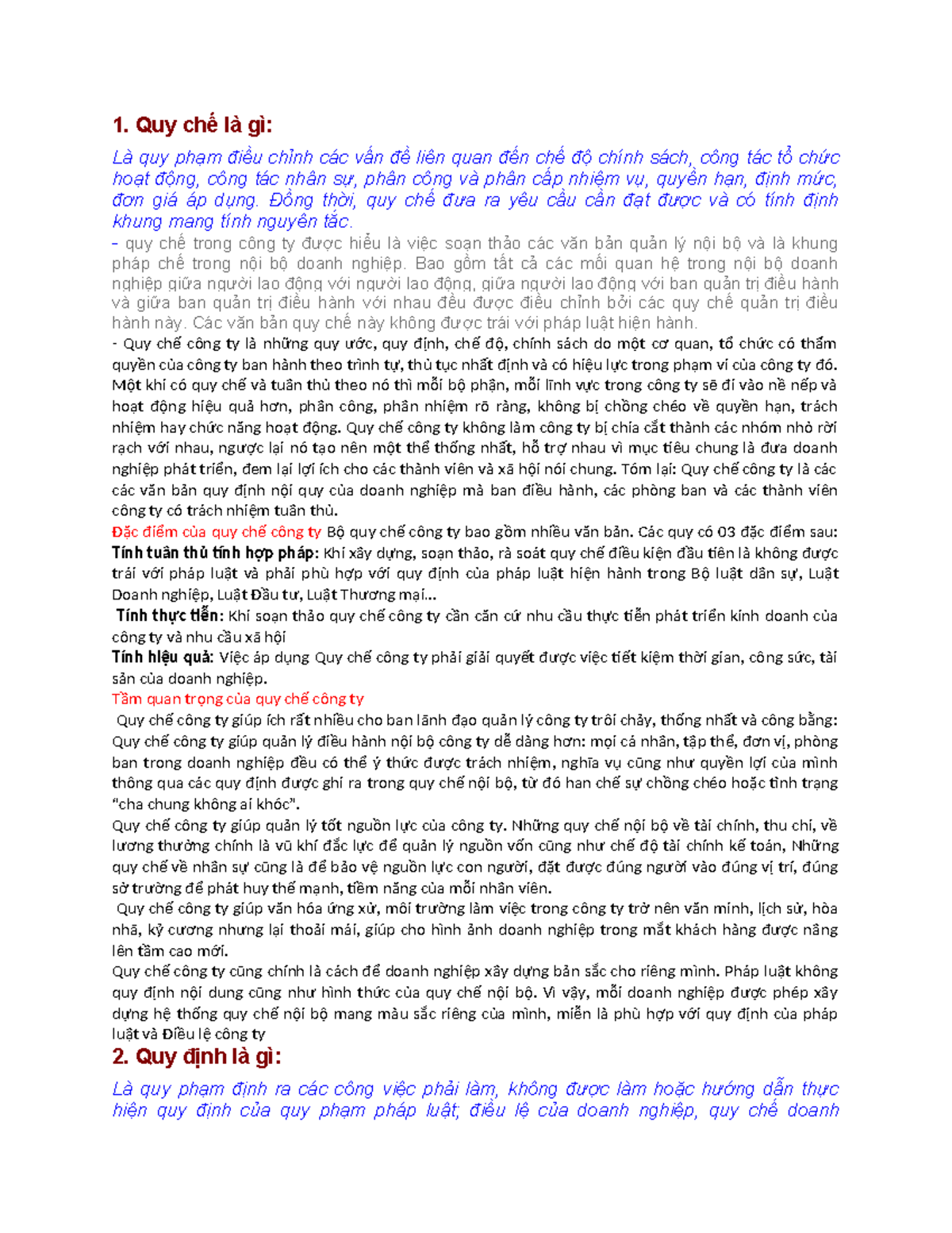 Quy chế và quy định - 1. Quy chế là gì: Là quy phạm điều chỉnh các vấn đề liên quan đến chế độ ...