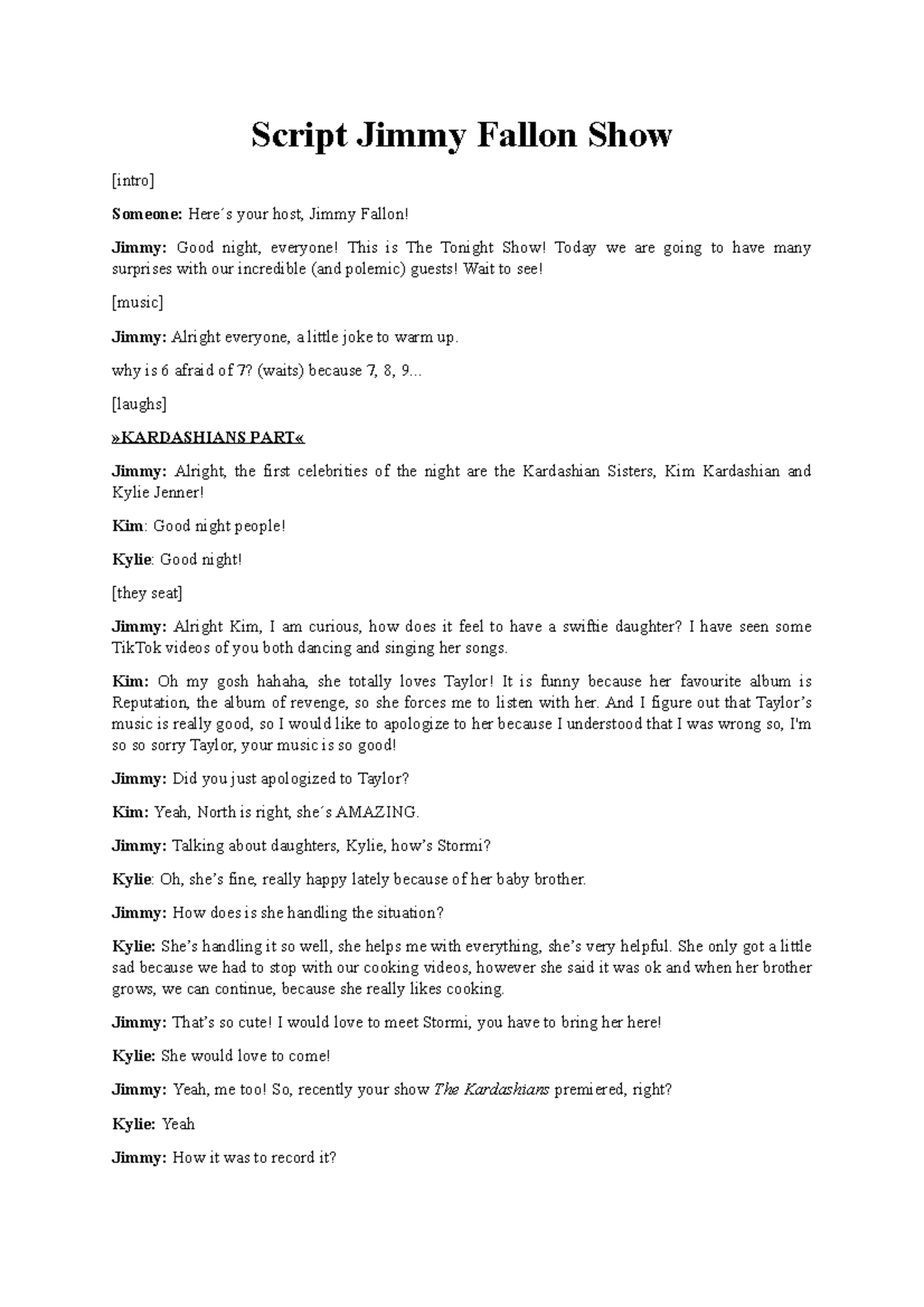 Script Jimmy Fallon Show - Script Jimmy Fallon Show [intro] Someone ...