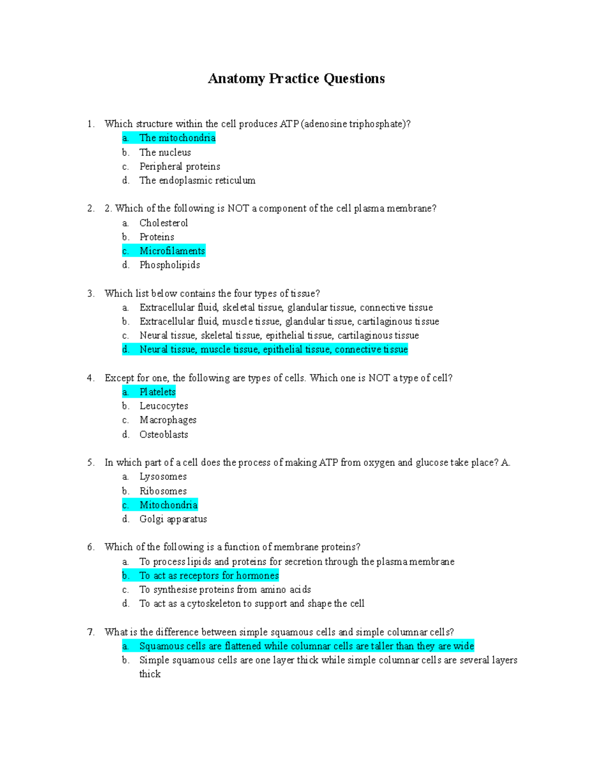 Anatomy questions - Anatomy Practice Questions Which structure within ...
