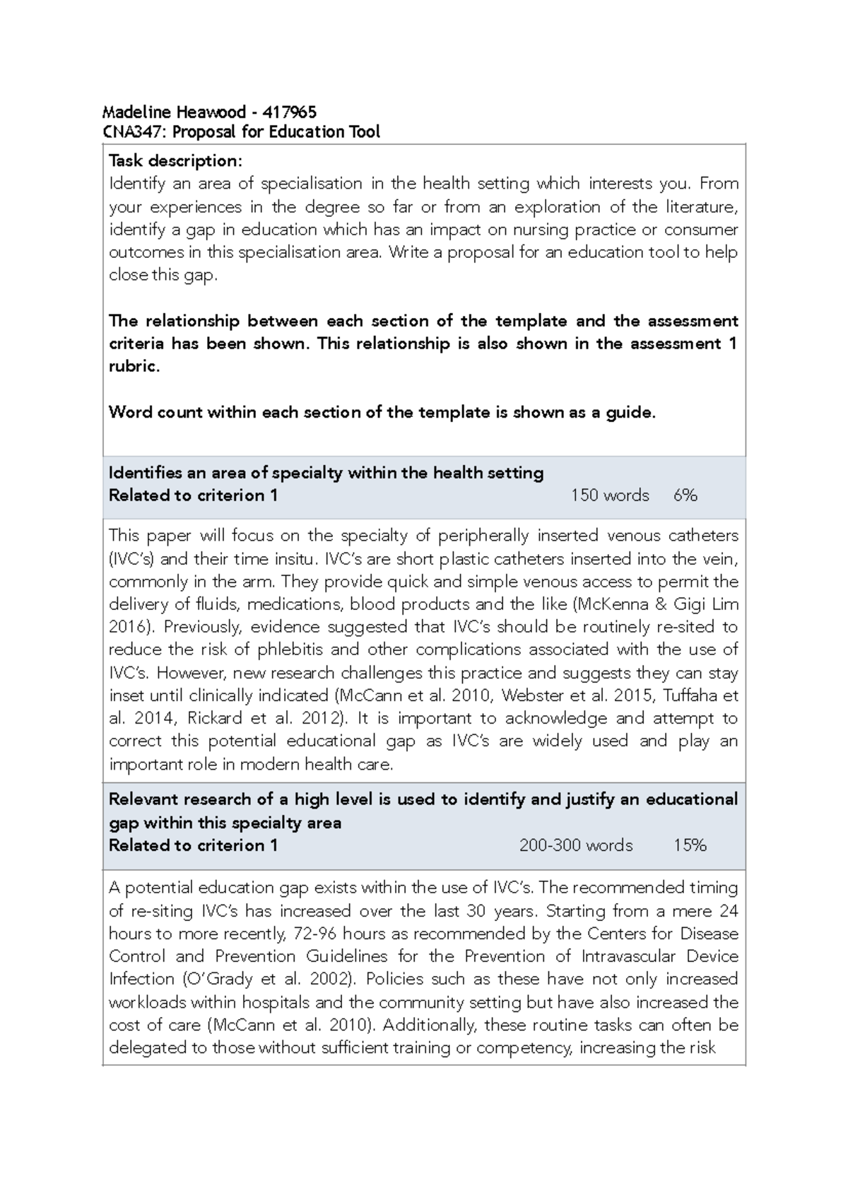 Education Proposal - CNA400 - UTAS - Studocu