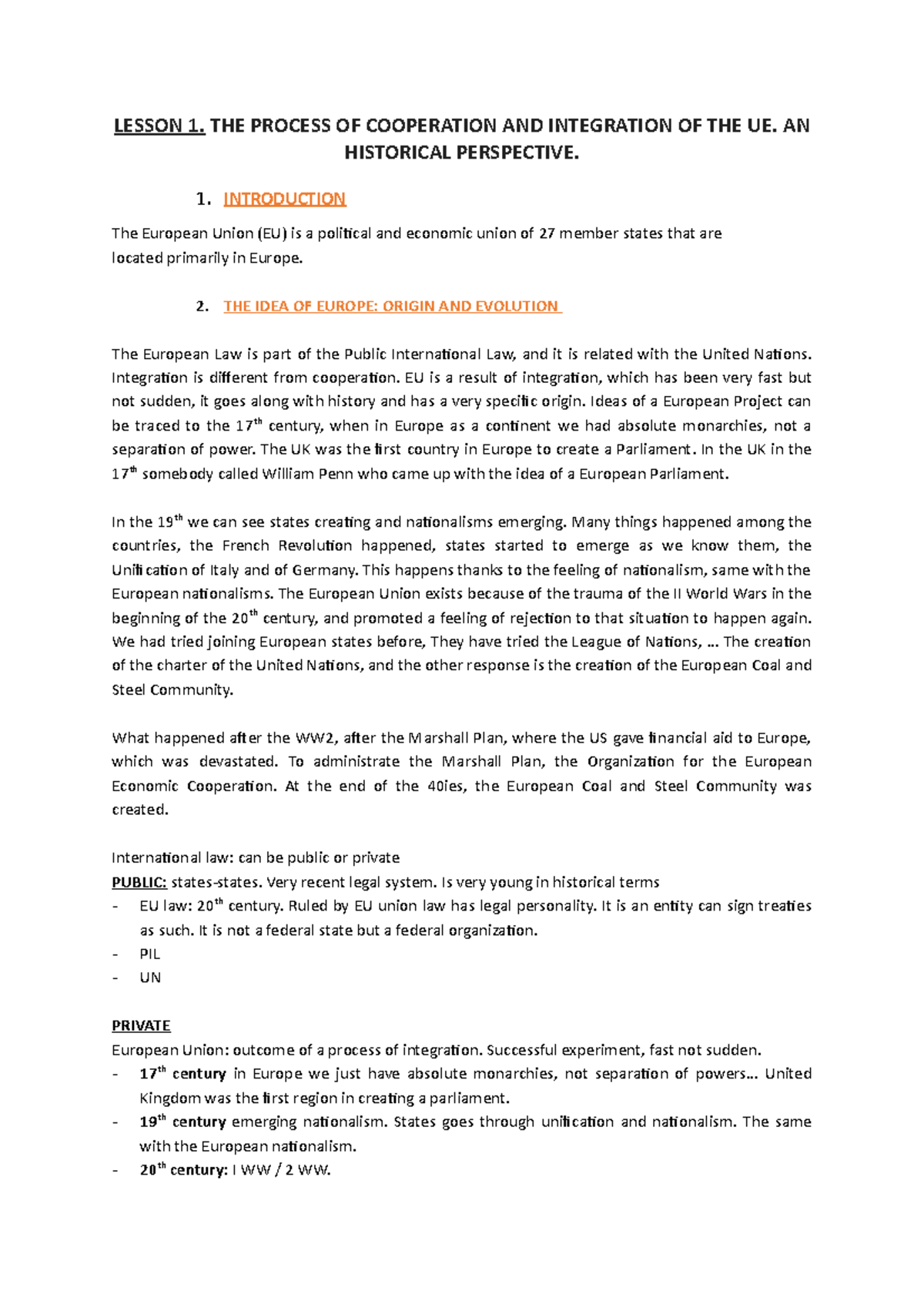 Lesson 1 and 2 apuntes - LESSON 1. THE PROCESS OF COOPERATION AND ...