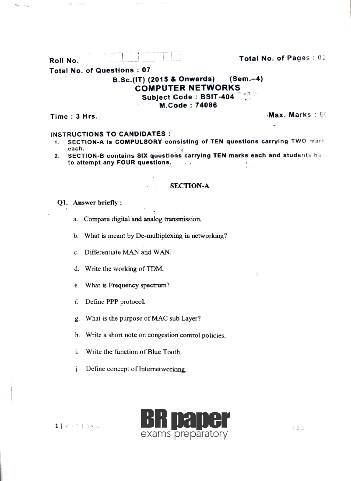 CN(4th)Dec2019 - Cn paper - Computer network - Studocu