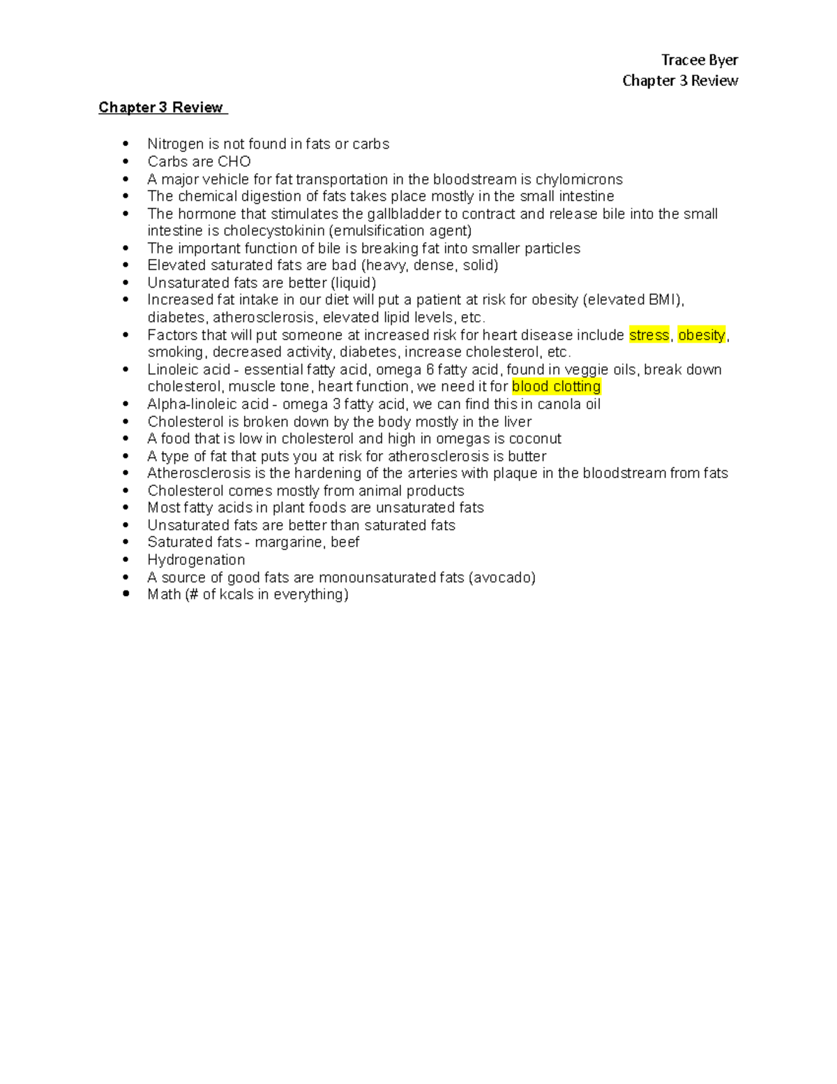 Chapter 3 Review - Tracee Byer Chapter 3 Review Chapter 3 Review ...